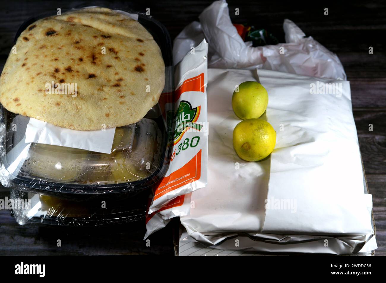 Cairo, Egypt, January 19 2024: Awlad Tata, Tata sons delivery package ...