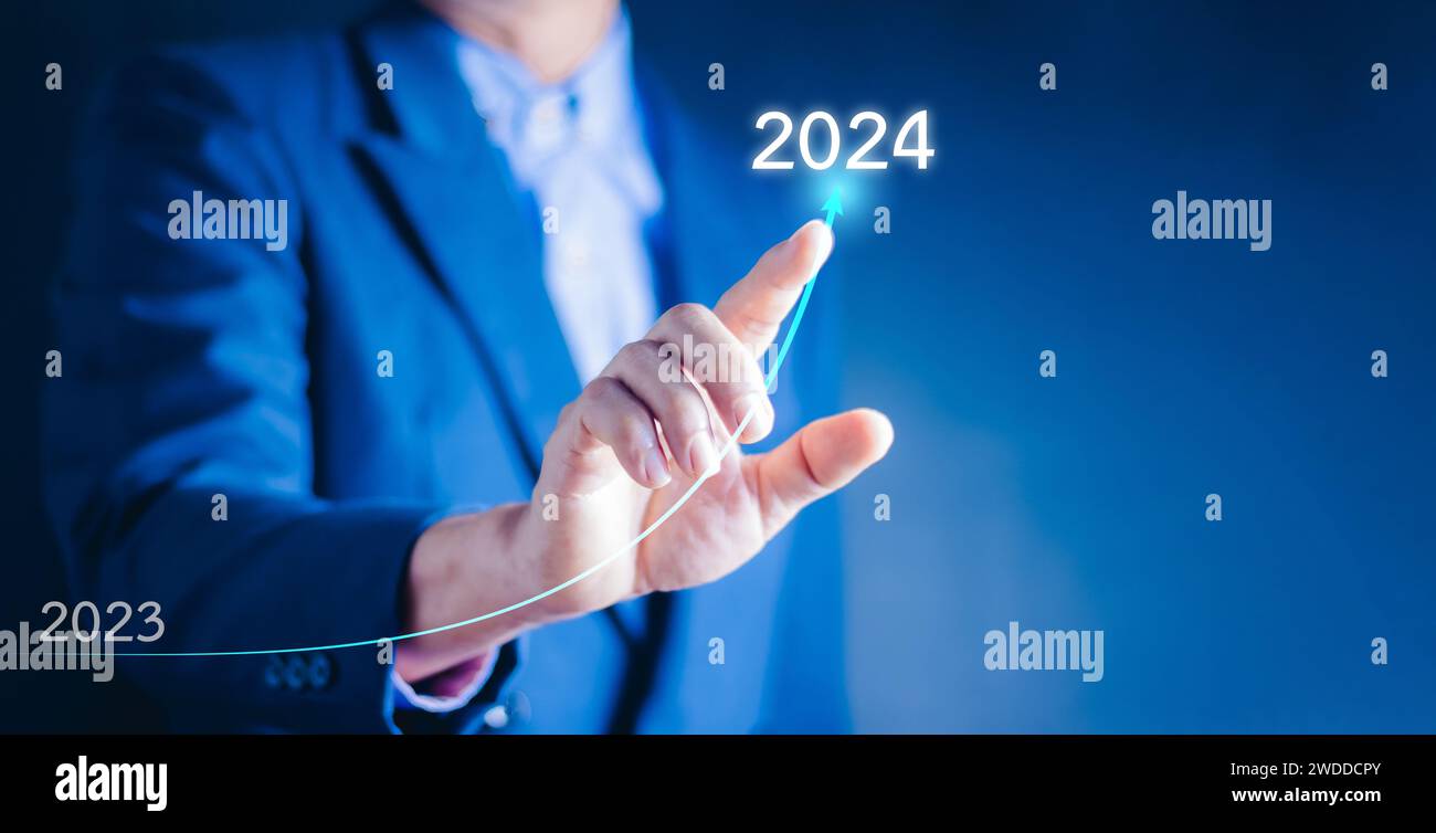 Business target and goals trends 2024. Analytical businessperson ...
