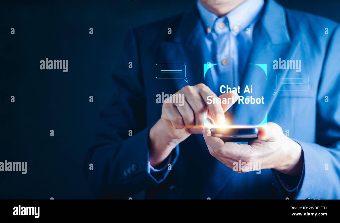 Ai technology, Artificial Intelligence. Man using technology smart robot AI, artificial ...