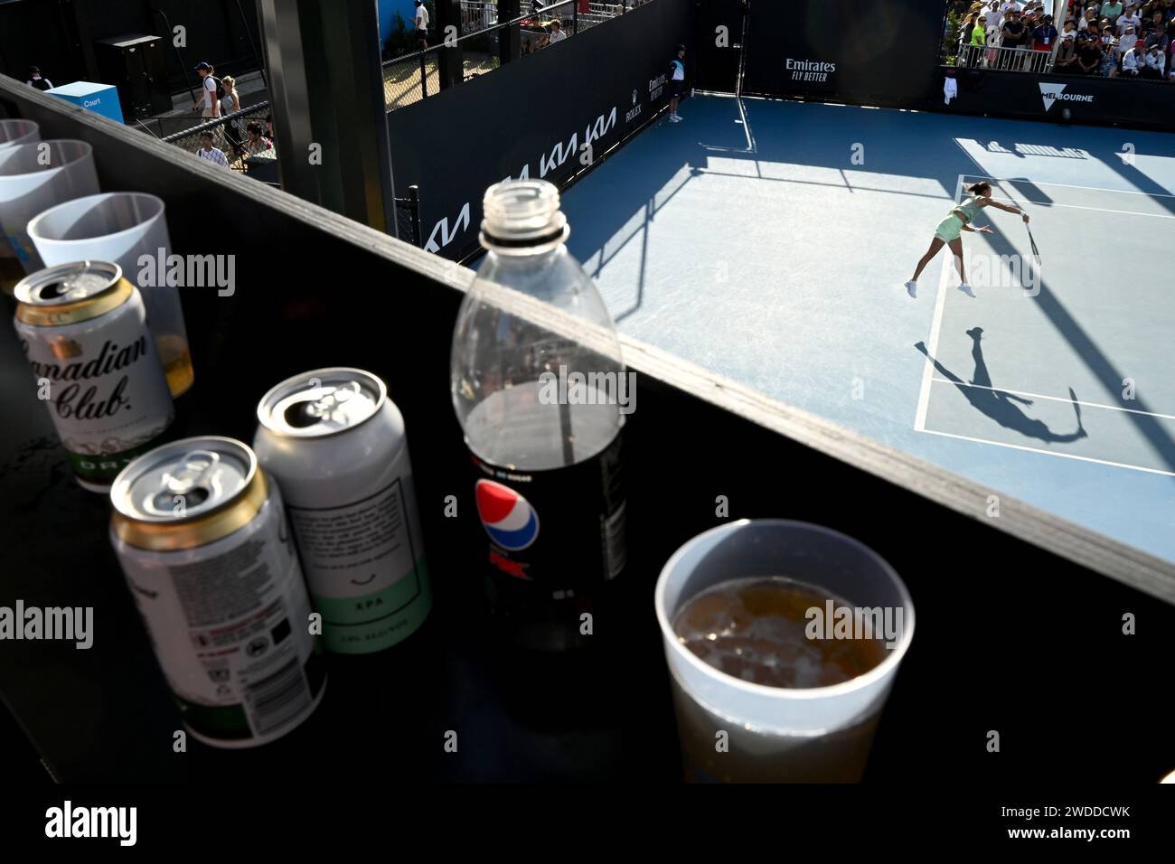 Melbourne, Australia. 20th Jan, 2024. The Courtside Bar at court 6 ...