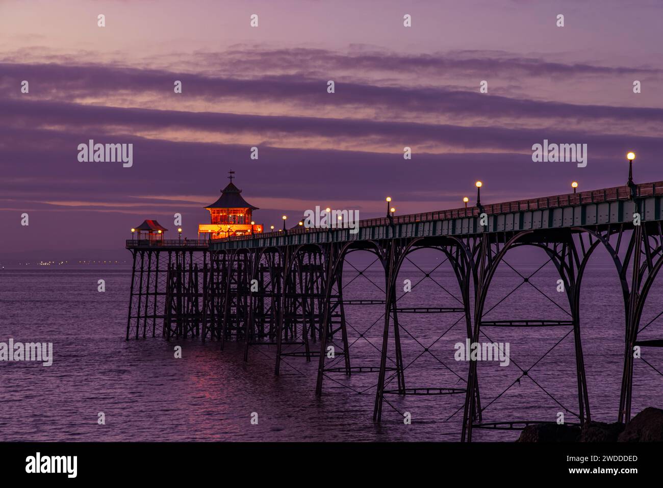 Colourful light display on Clevedon Pier Stock Photo - Alamy