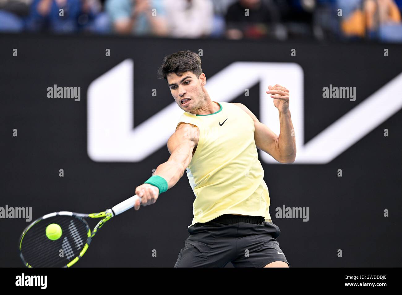 Melbourne, Australia. 18th Jan, 2024. Carlos Alcaraz of Spain during ...