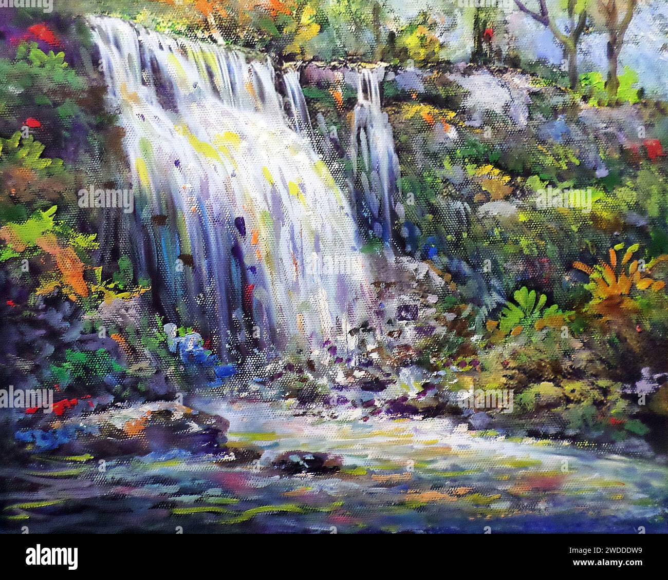 Waterfall acrylic painting hi-res stock photography and images - Alamy