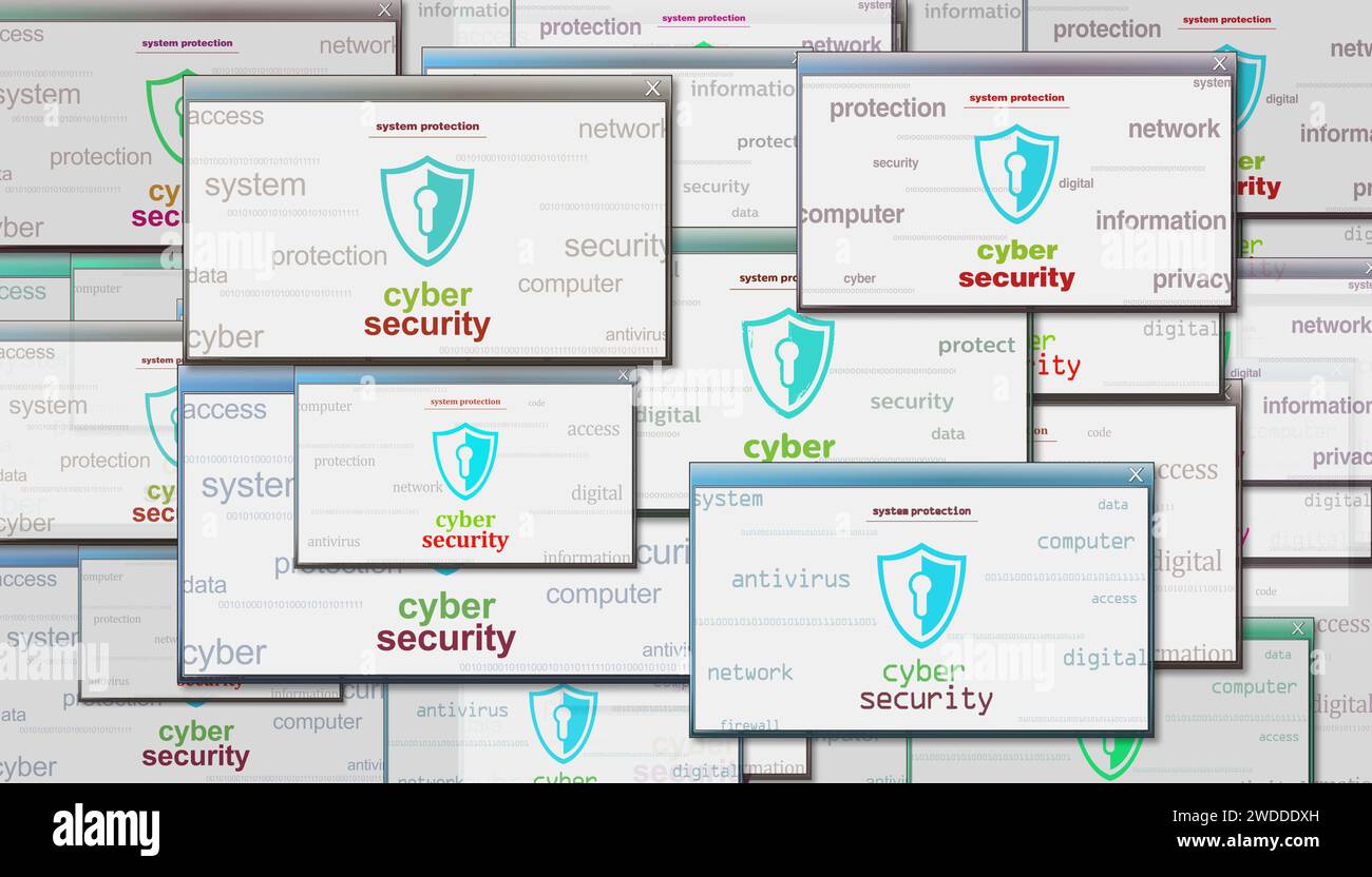 Cyber security symbol technology concept. Abstract sign on pop up ...