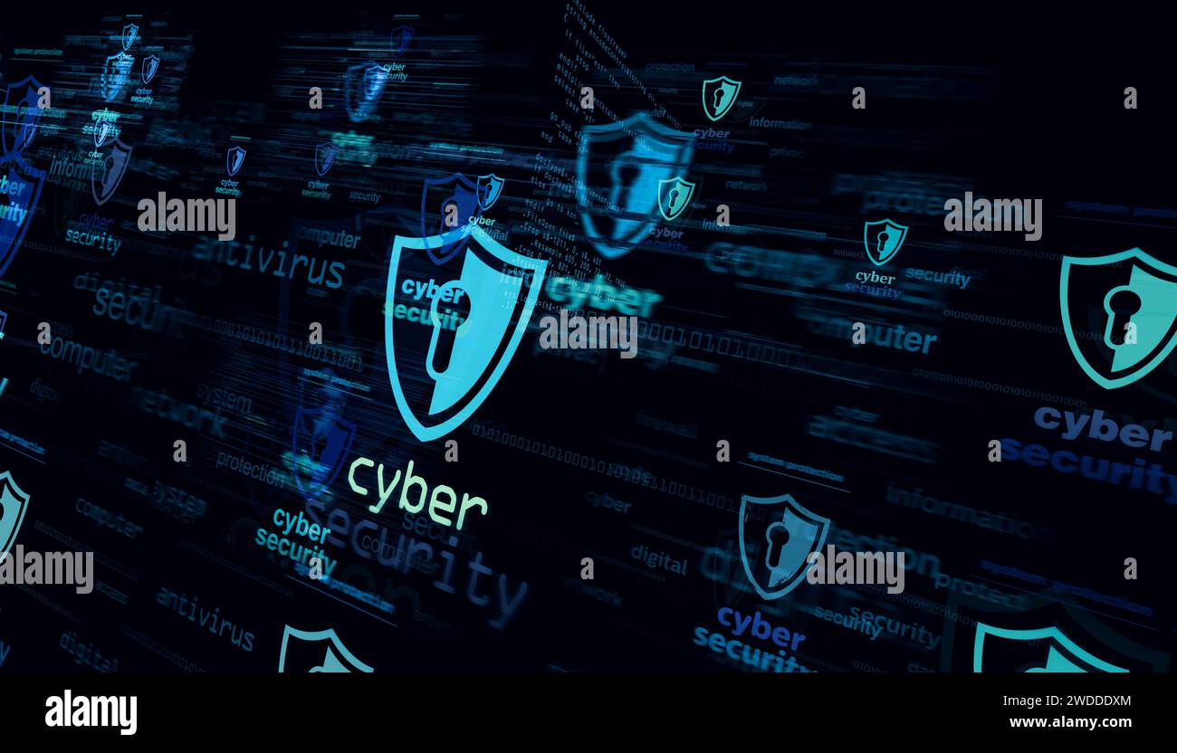 Cyber security symbol technology concept. Abstract sign on glitch ...