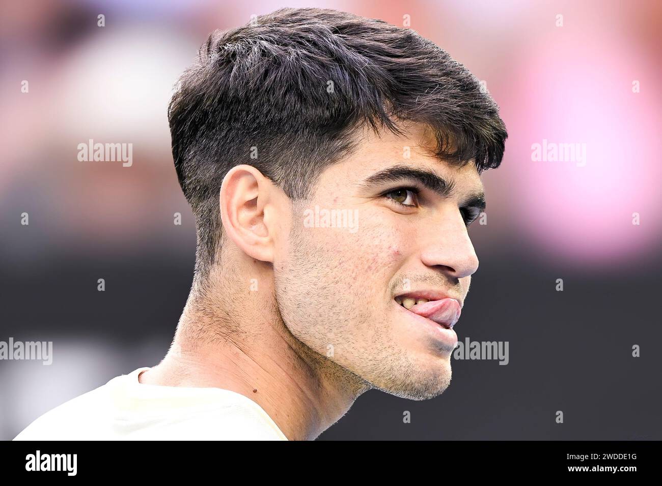 Melbourne, Australia. 18th Jan, 2024. Carlos Alcaraz of Spain during ...