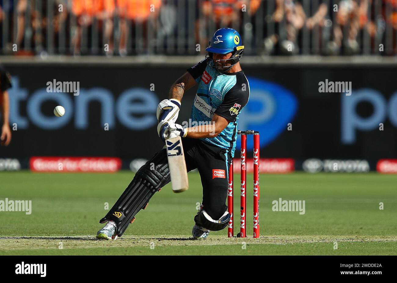 Perth, Australia. 20th Jan, 2024. Jake Weatherald of the Strikers plays ...