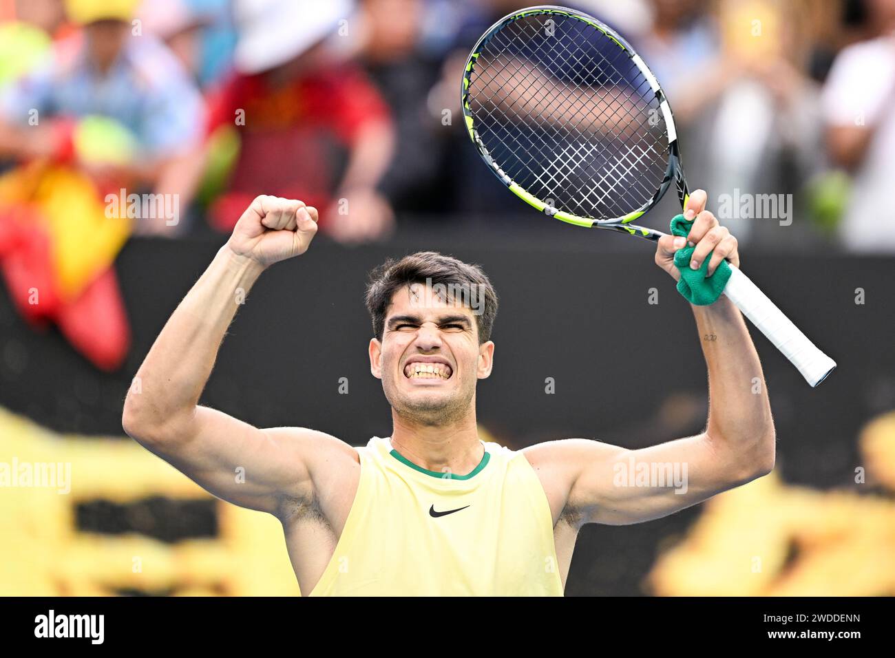 Melbourne, Australia. 18th Jan, 2024. Carlos Alcaraz of Spain ...