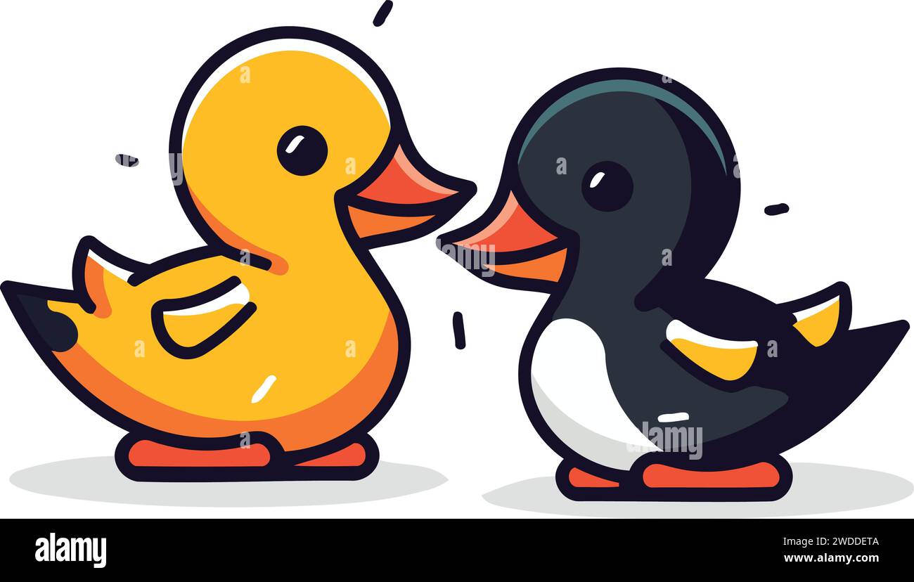 Duck Vector Illustration In Flat Style Cute Cartoon Duck Stock Vector Image And Art Alamy