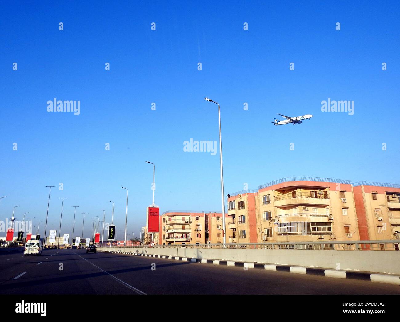 Cairo, Egypt, January 6 2024: Egyptair plane in the air, Egypt Air is ...