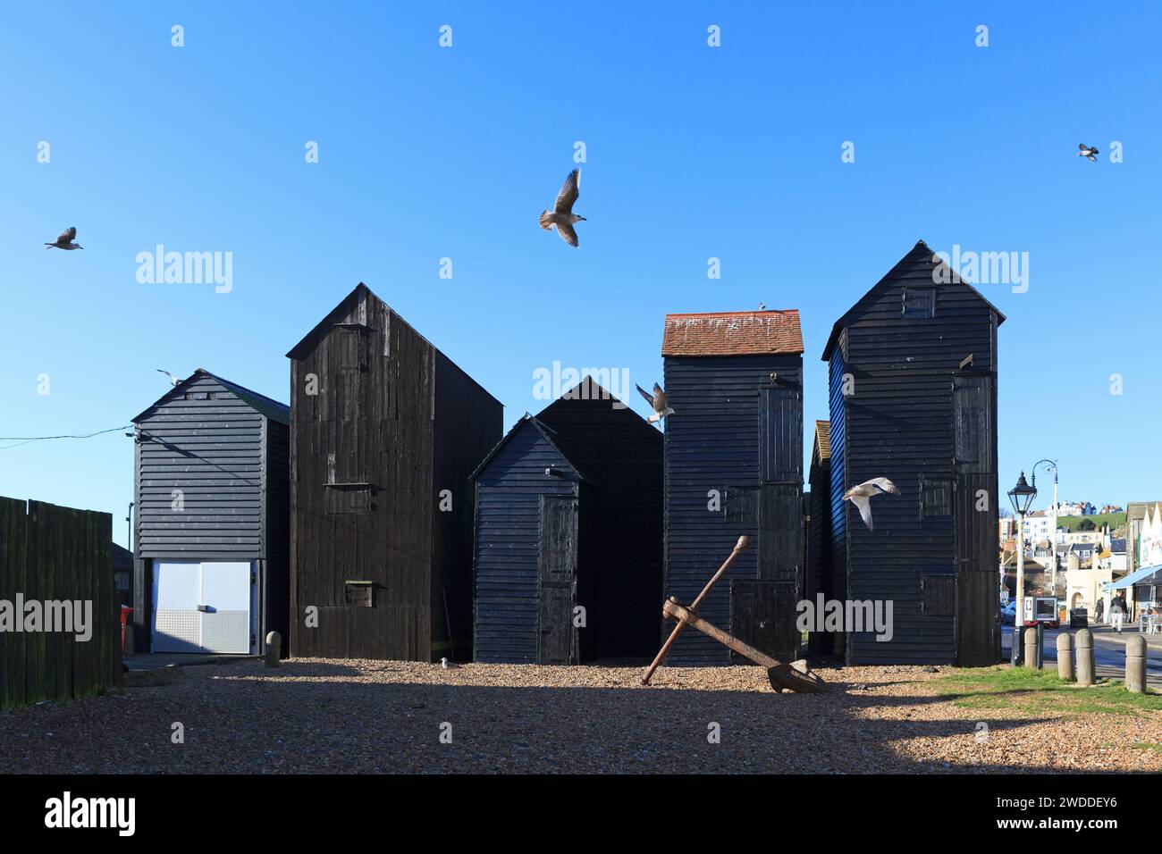 Hastings net huts, traditional fishermen's black wooden net huts, also ...