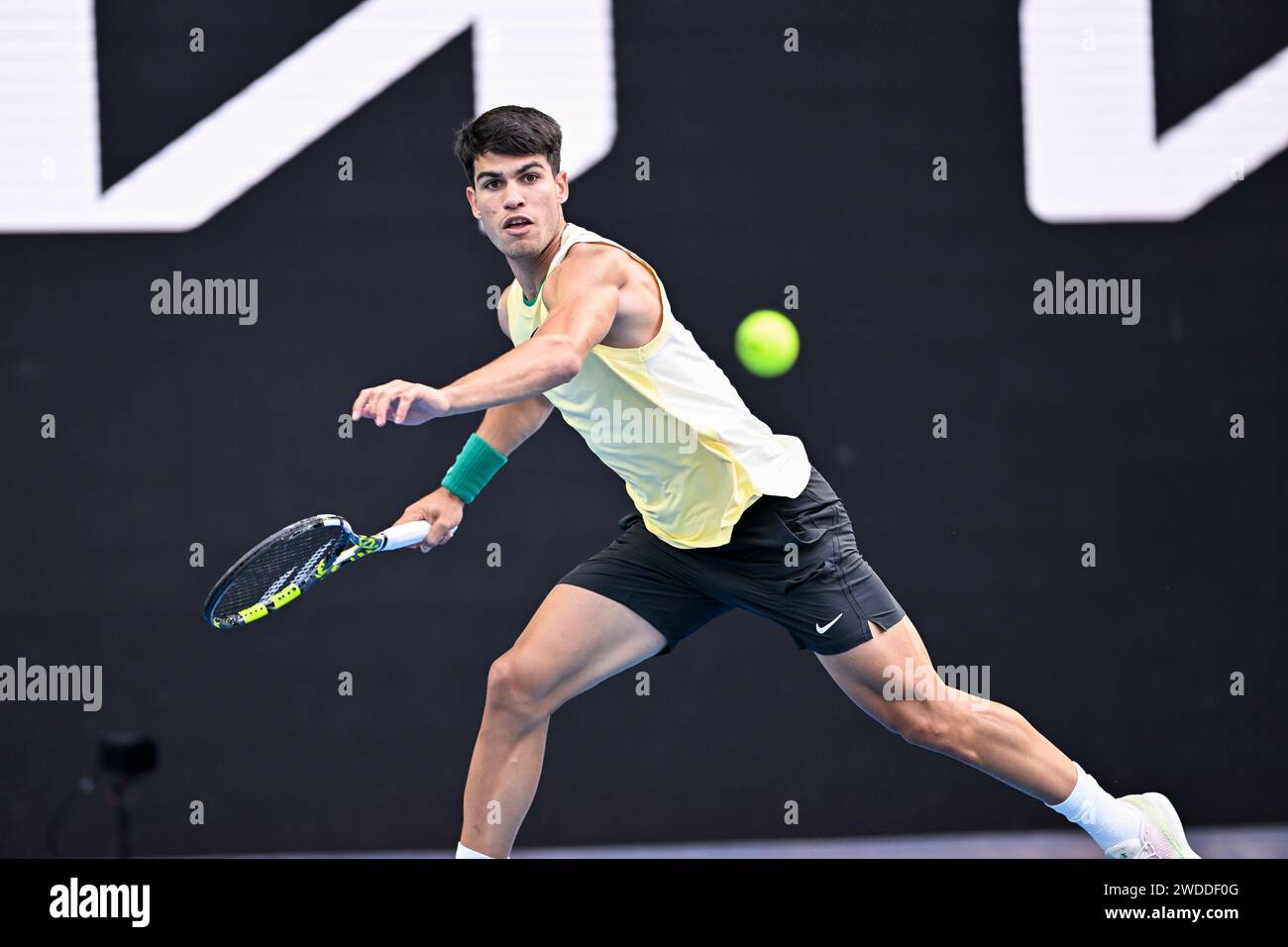 Melbourne, Australia. 18th Jan, 2024. Carlos Alcaraz of Spain during ...