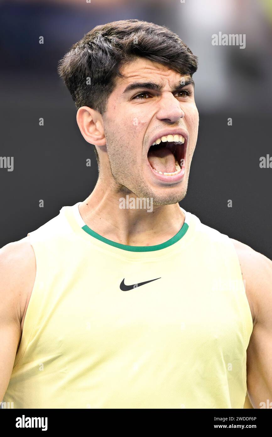 Melbourne, Australia. 18th Jan, 2024. Carlos Alcaraz of Spain ...
