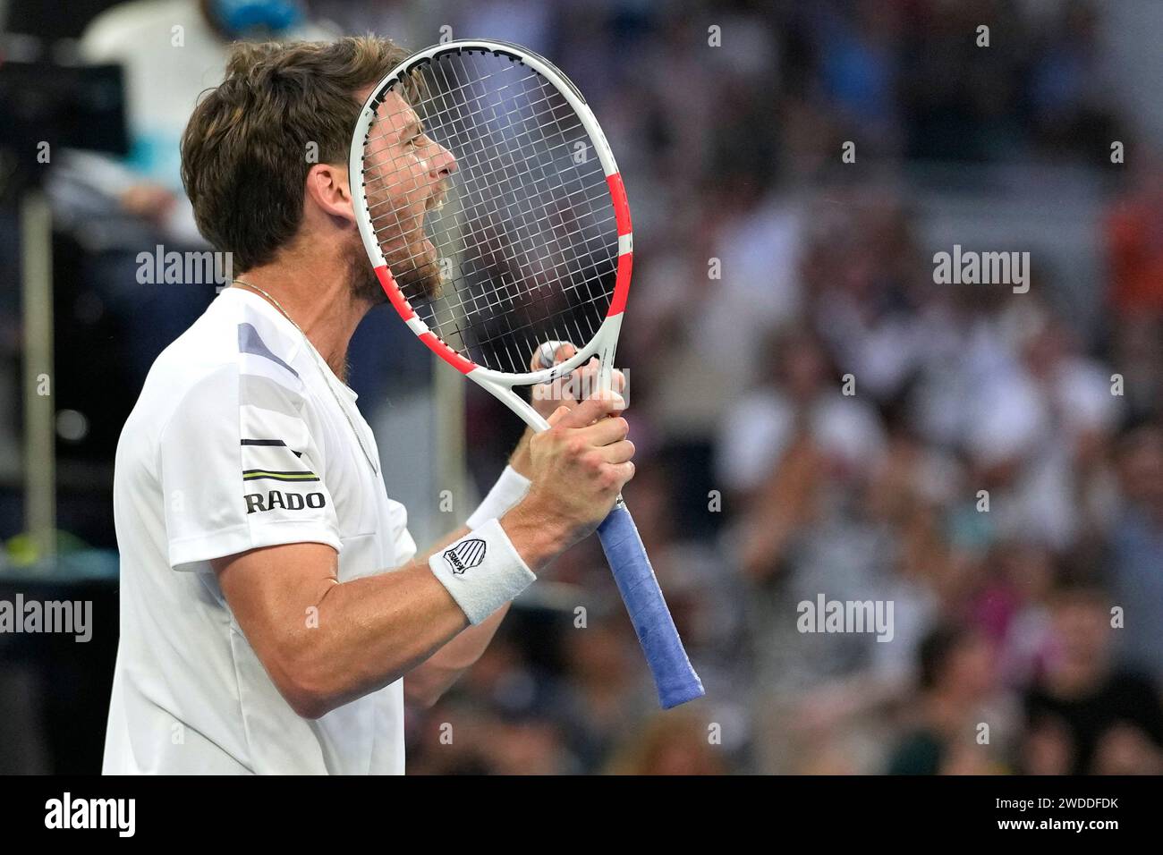 Cameron Norrie of Britain celebrates after defeating Casper Ruud of ...