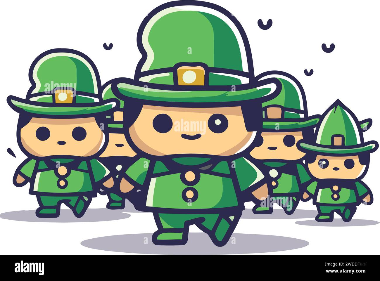 St Patricks Day Leprechauns Holding Banner Cartoon Vector Illustration