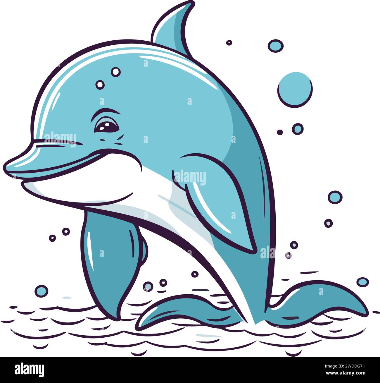 Cartoon dolphin swimming in ocean hi-res stock photography and images ...