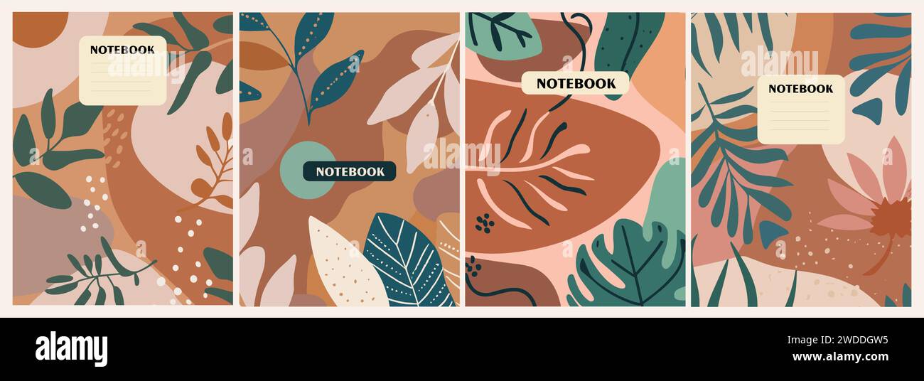 Set of notebook cover hand drawn floral designs Stock Vector Image ...