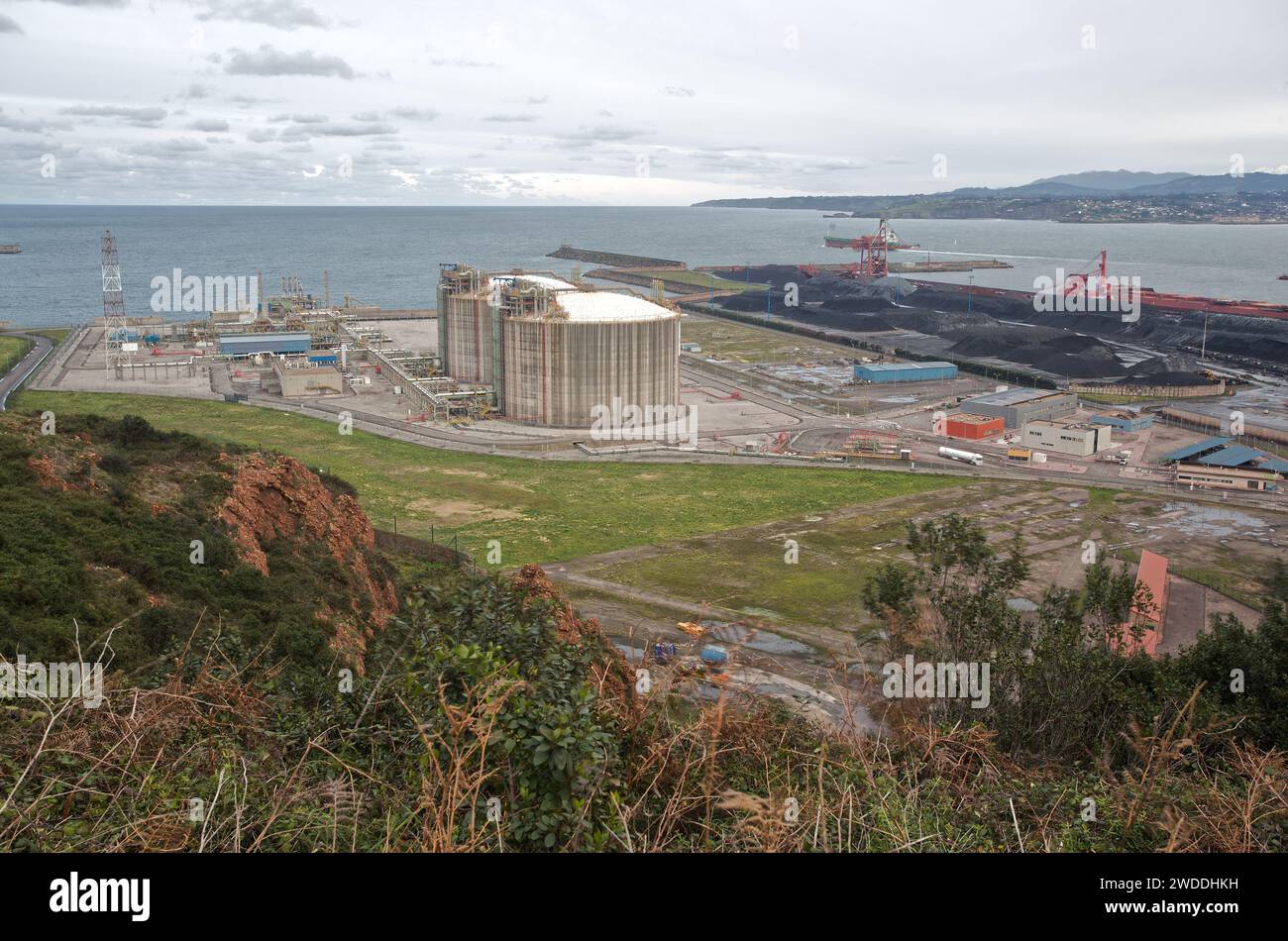Musel Regasification Plant, in Gijón, Asturias, northern Spain. Enagas ...