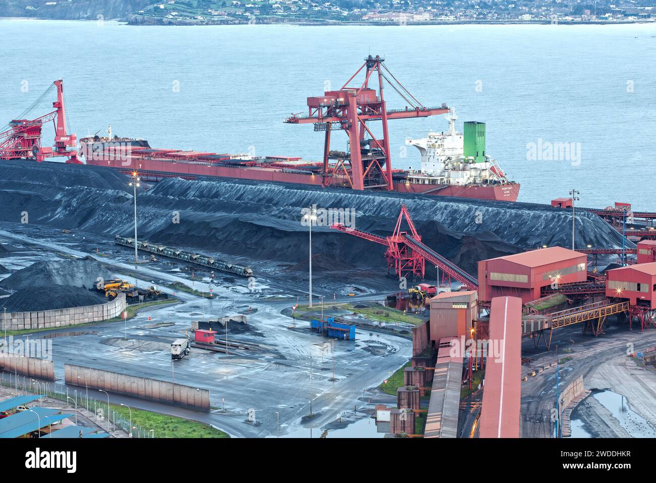 El Musel the port of Gijón, Asturias, Spain. It is the main bulk port ...