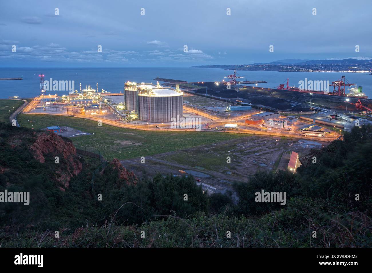 Musel Regasification Plant, in Gijón, Asturias, northern Spain. Enagas ...
