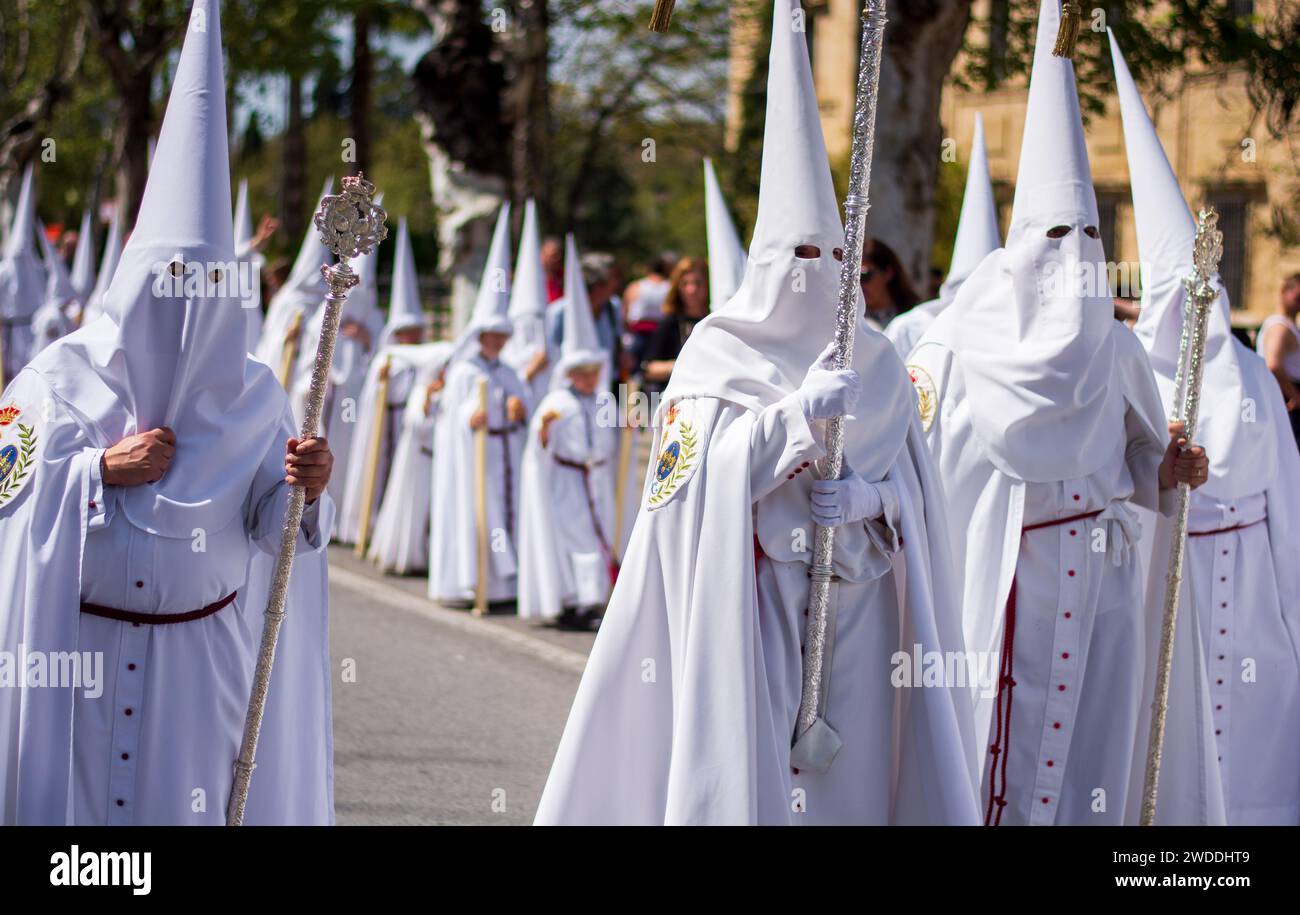 the processions of penitents during the Holy Week of Easter in Seville ...