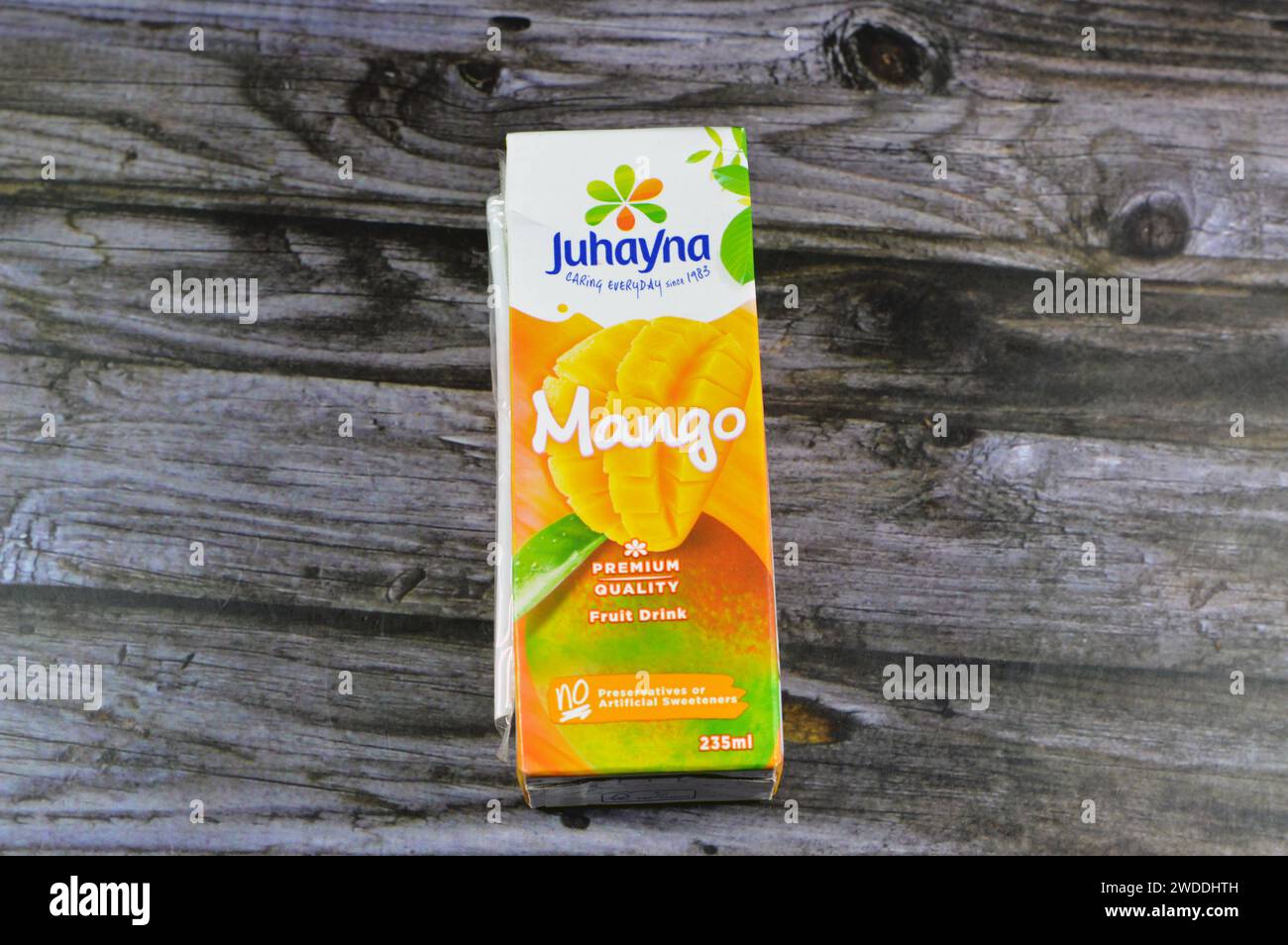 Cairo, Egypt, January 18 2024: Juhayna Mango juice, mango fruit Juice ...