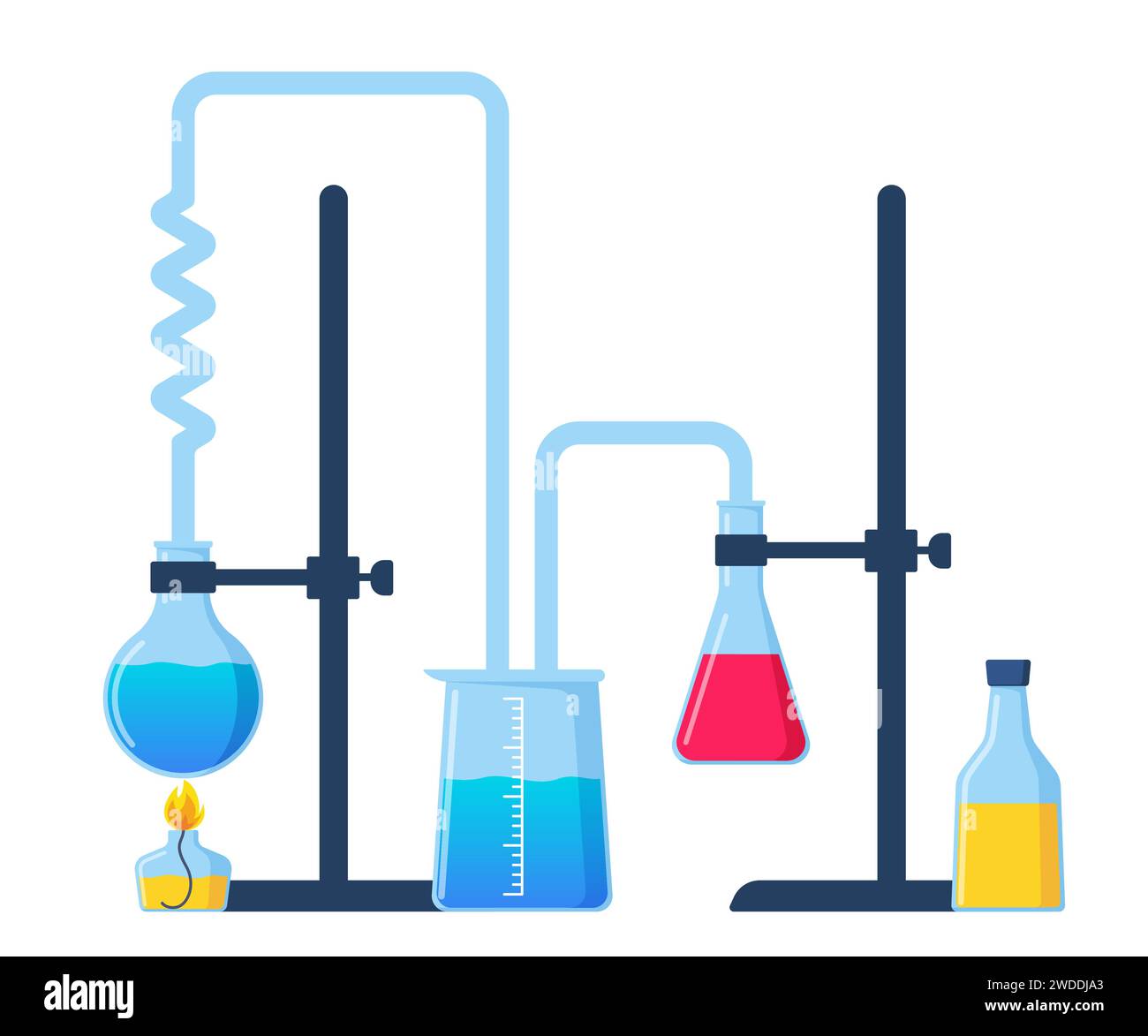 Chemical Laboratory with different glass flasks, vials, test-tubes with ...