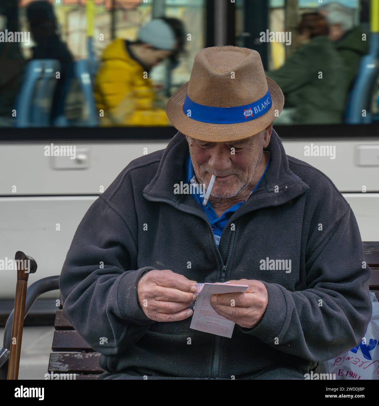 Jerusalem,. Israel - January 5th, 2023: An elderly man checking his ...