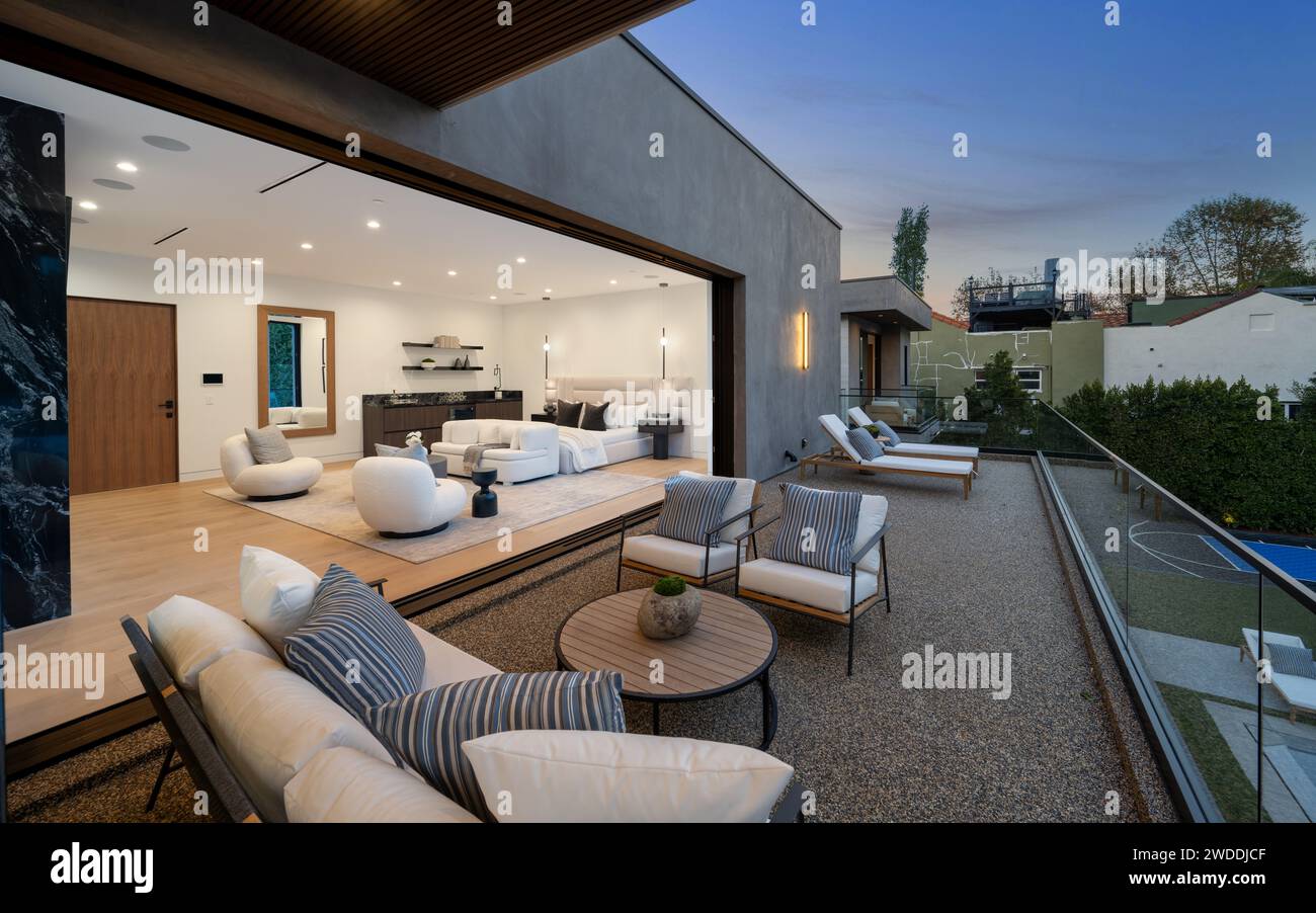 View of a contemporary home showcasing a stylish living area and ...