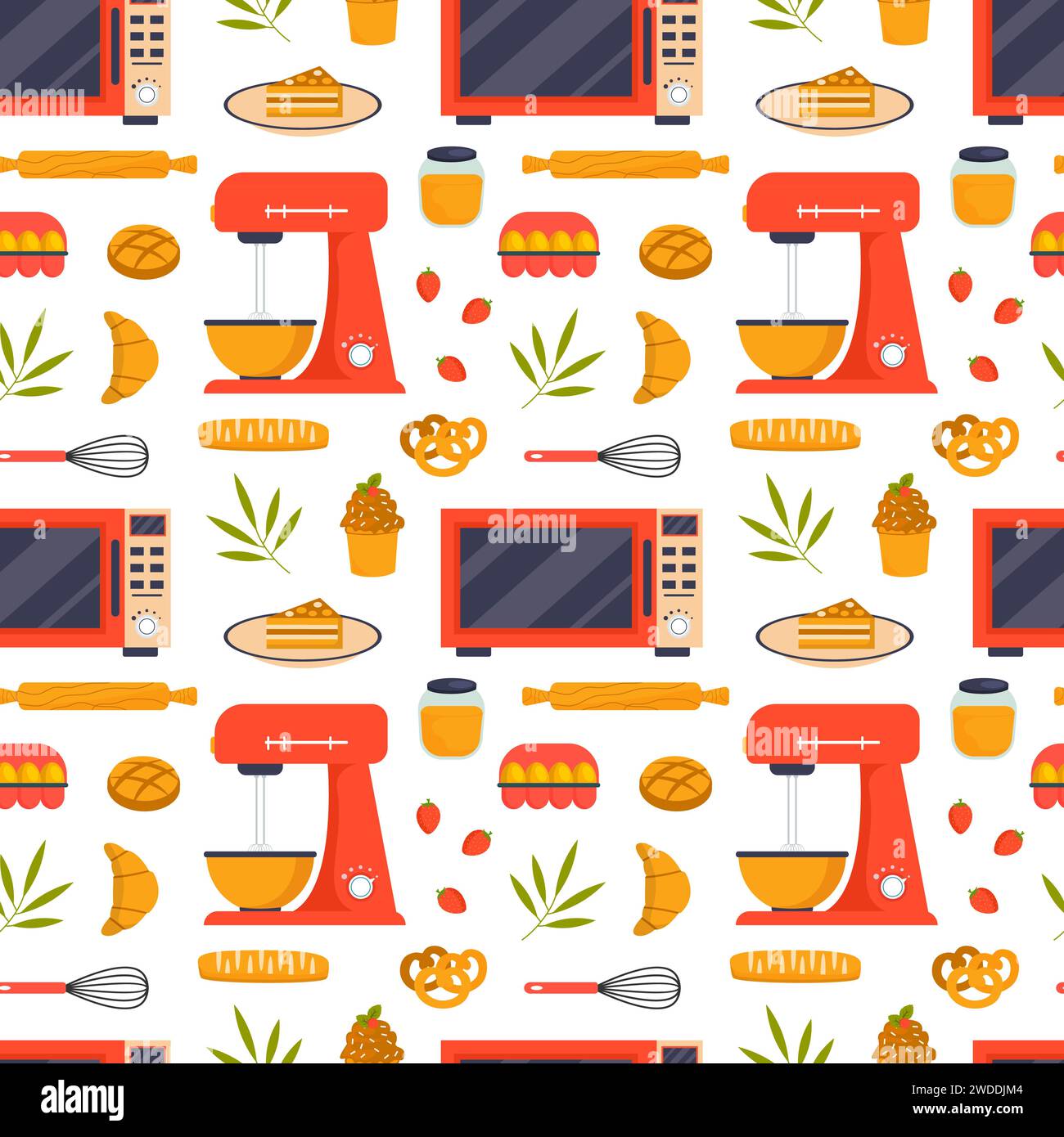 Cooking Equipment Seamless Pattern Design Illustration in Flat Cartoon ...