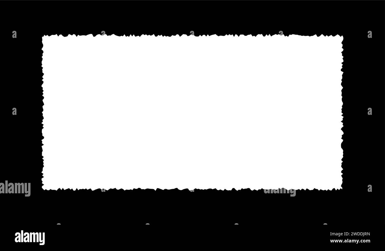 Set of torn paper pieces. White grunge jagged rectangle frames. Vector ...