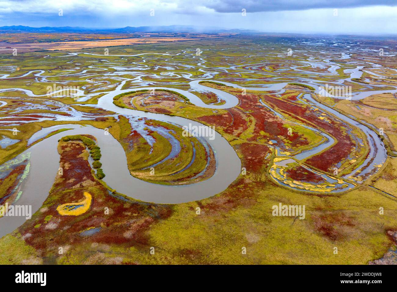 SHUANGYASHAN, CHINA - OCTOBER 6, 2023 - The Naoli River meander through ...
