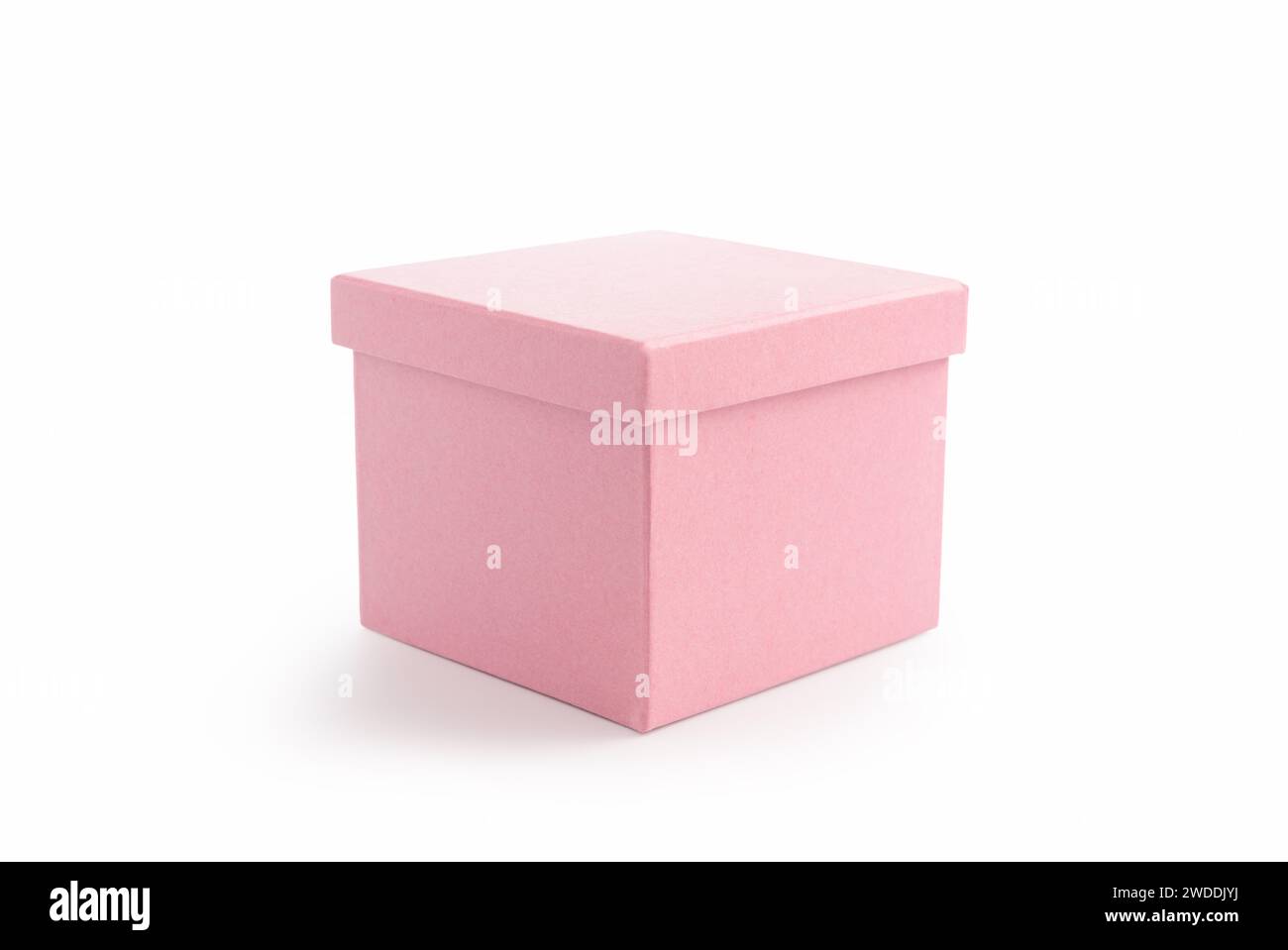 Pink paper box isolated on white background, element Stock Photo - Alamy
