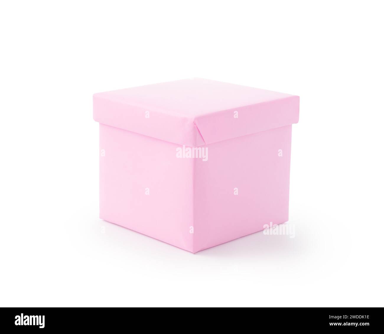 Pink paper box isolated on white background, element Stock Photo - Alamy