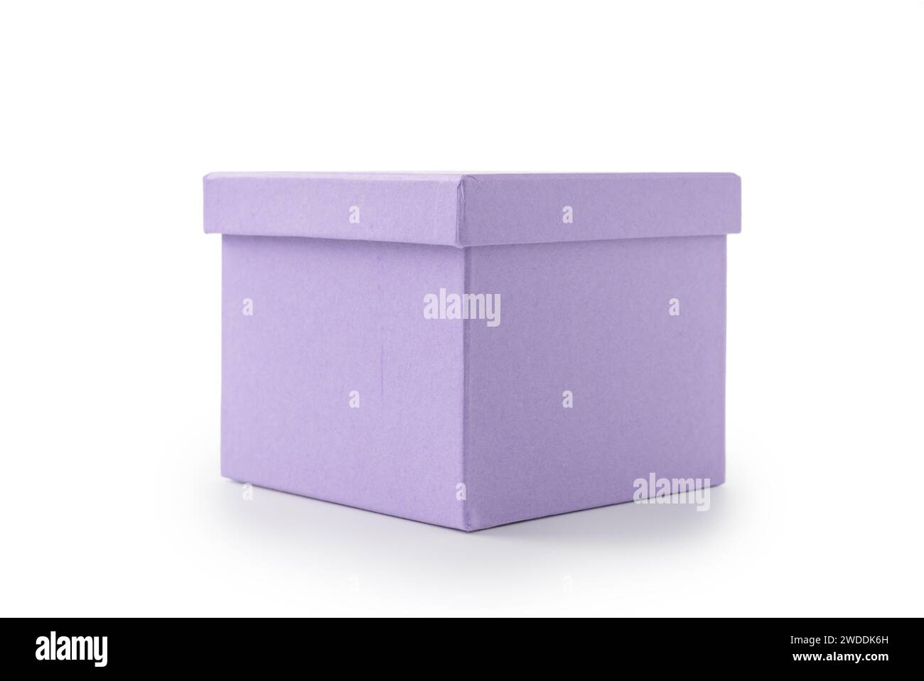 Purple paper box isolated on white background, element Stock Photo - Alamy