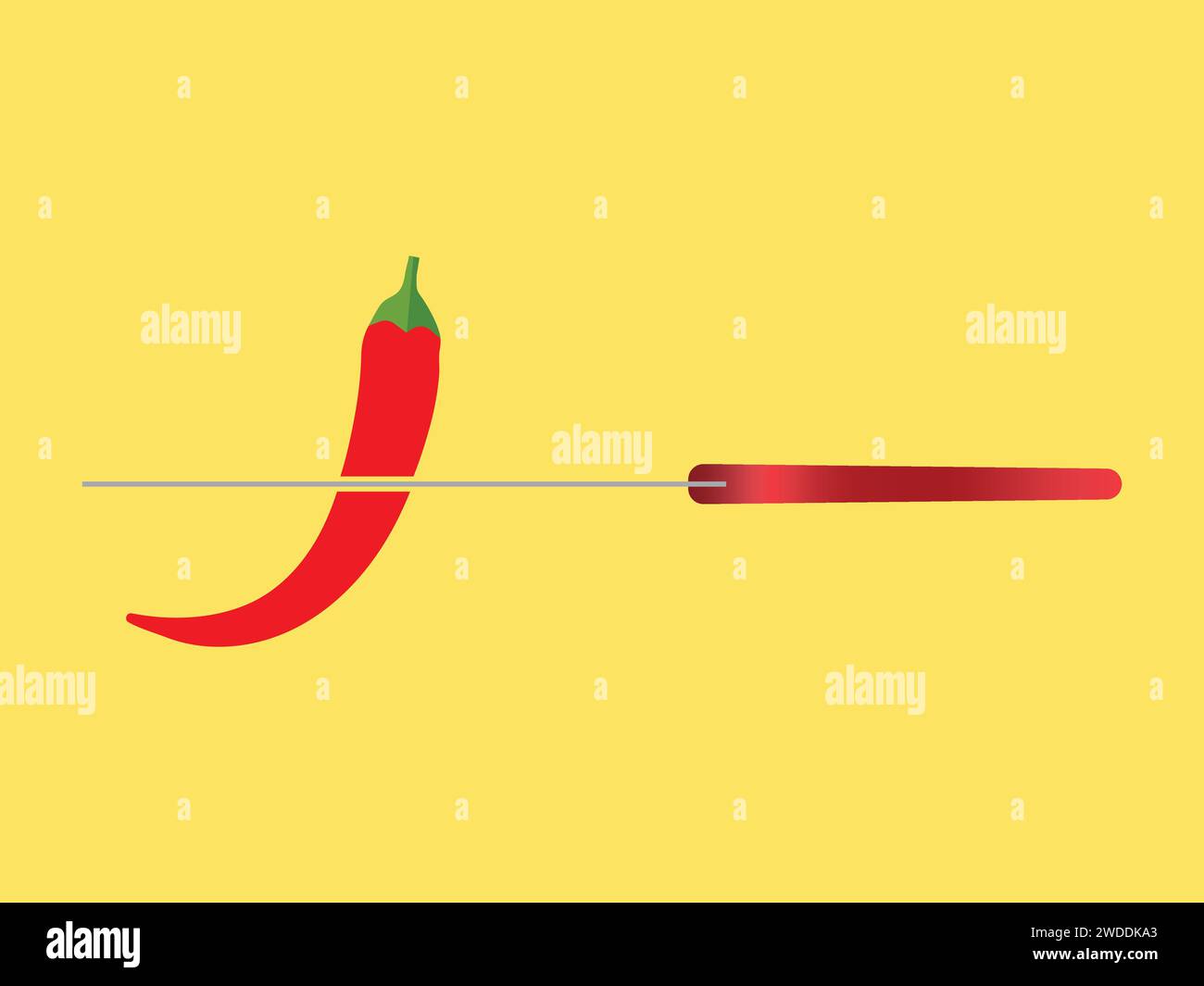 Knife cutting a chilli pepper in half Stock Vector Image & Art - Alamy