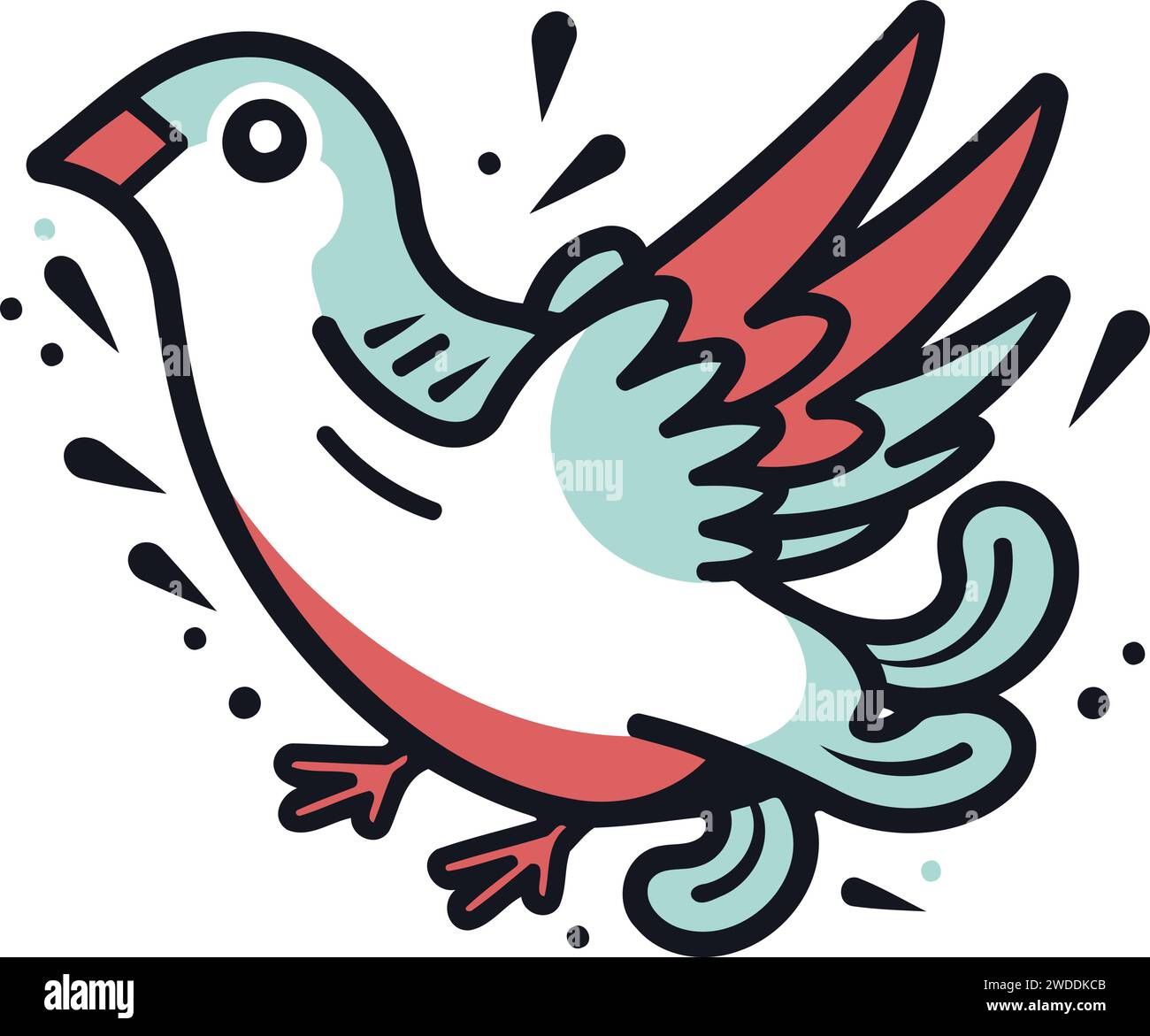 Freehand retro cartoon flying bird Stock Vector Images - Alamy