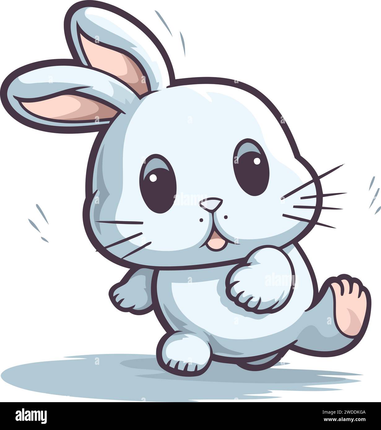 Cute white rabbit on white background. Vector illustration. Cartoon ...