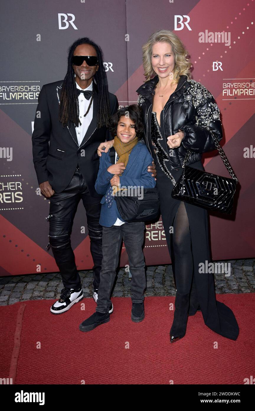 Fabrice Morvan mit Partnerin Tessa van der Steen und Sohn Sacha bei der ...