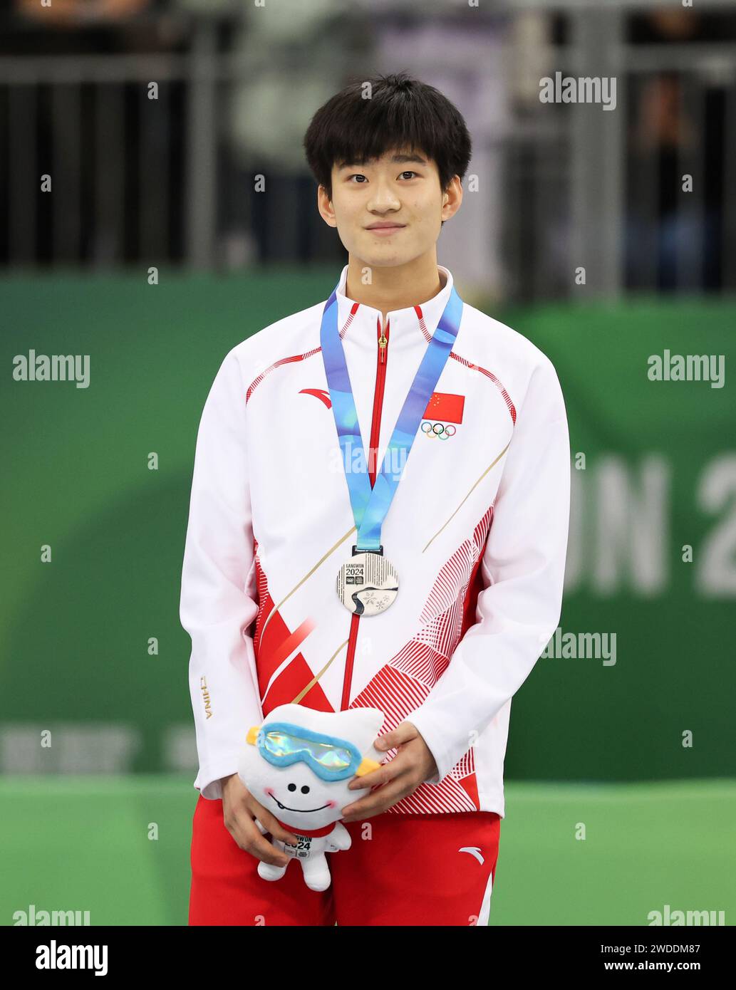 Gangneung, South Korea. 20th Jan, 2024. Silver medalist Zhang Xinzhe of ...