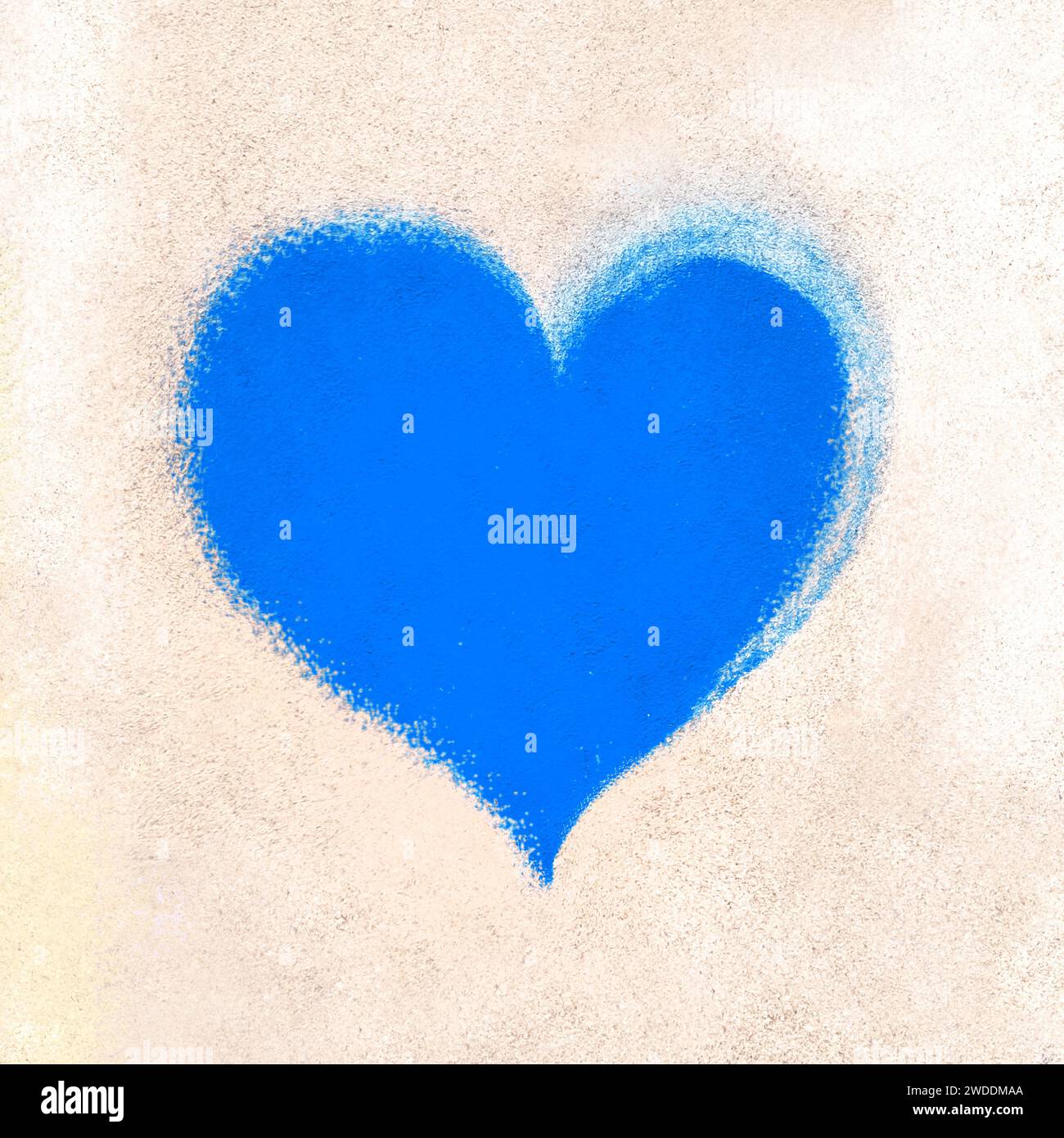 Azure heart on wall. Grunge texture with blue heart symbol. It can be ...