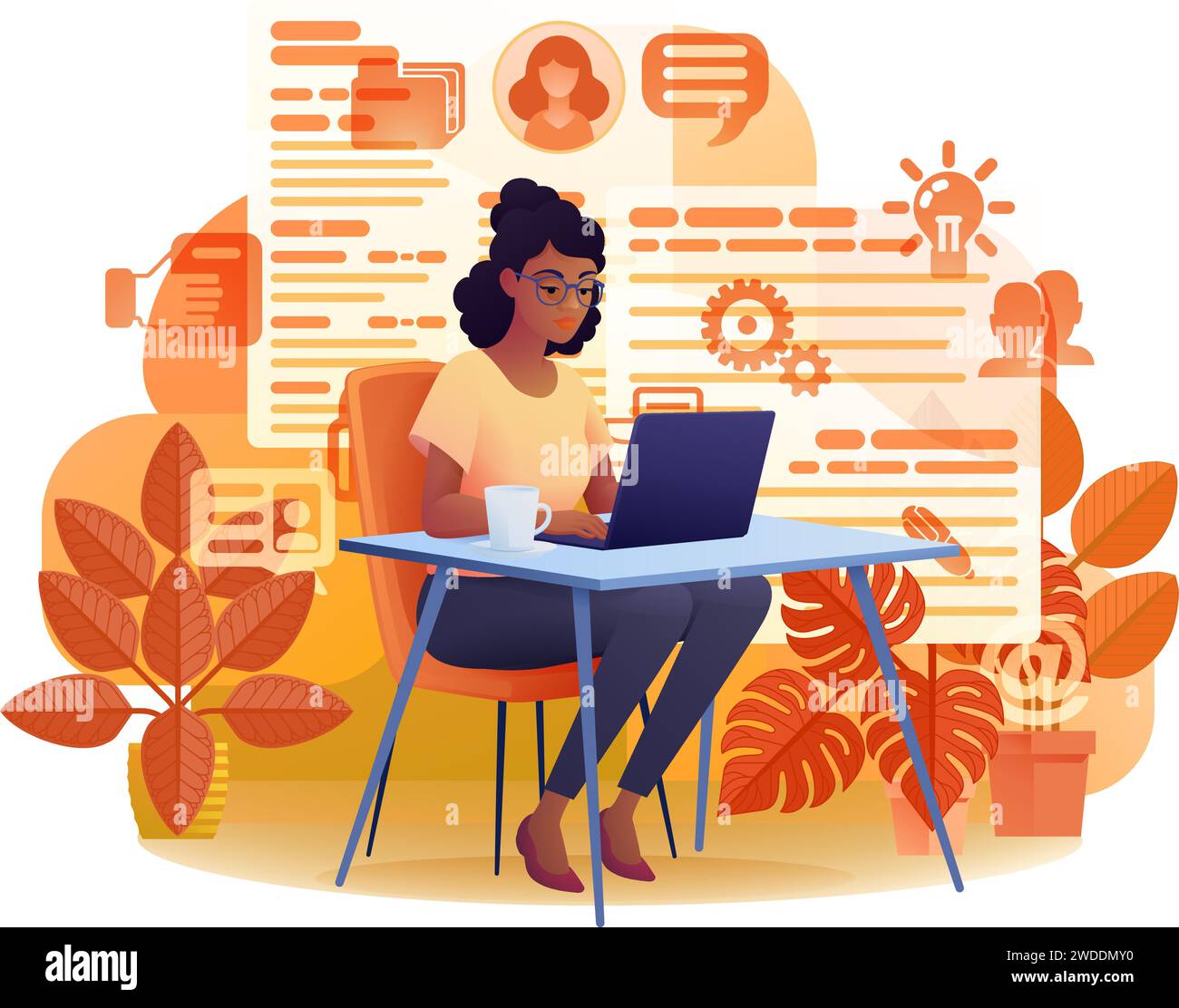 Woman Analysis Laptop Business Job Illustration Stock Vector Image ...