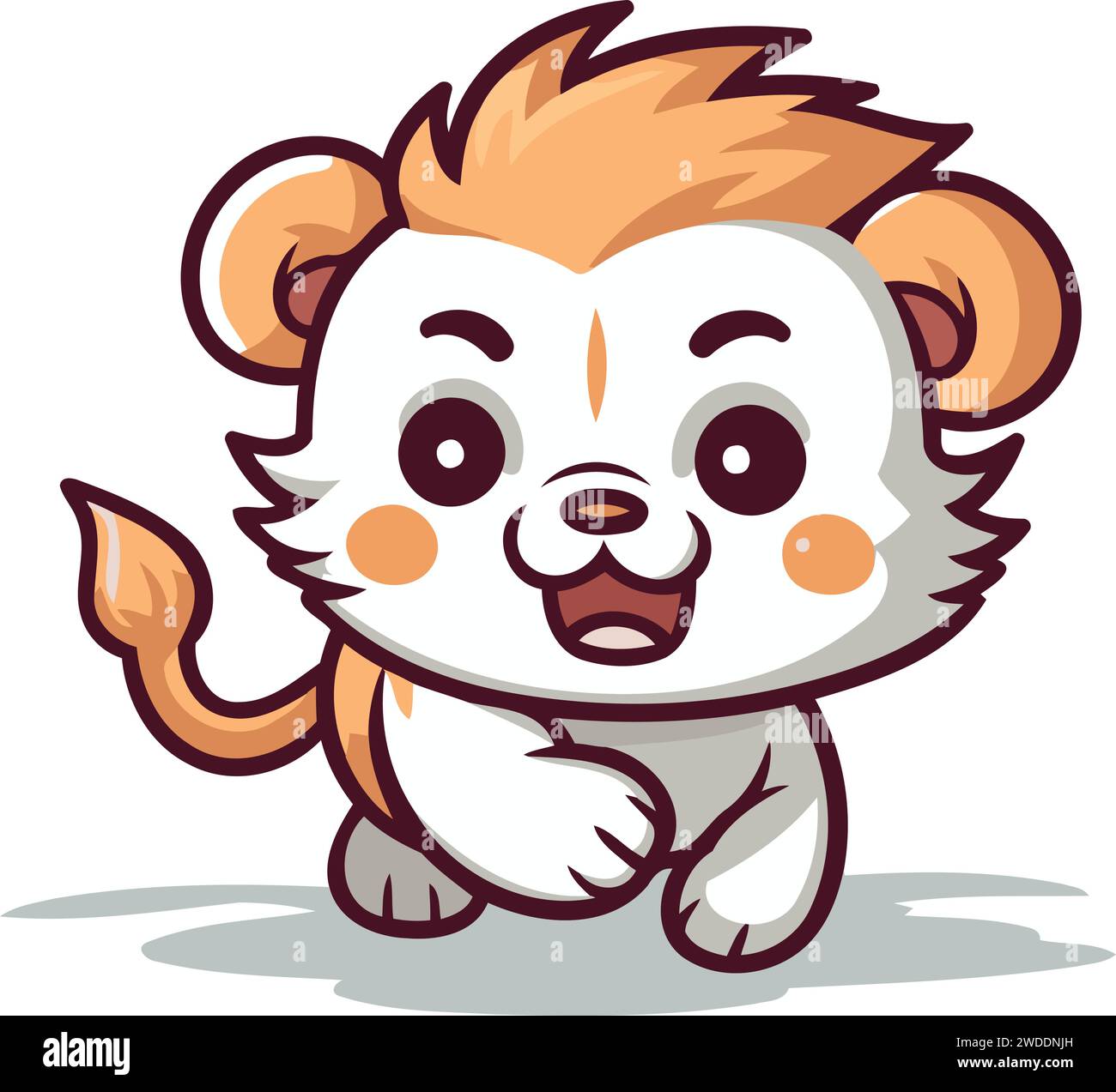 Lion cartoon character vector illustration. Cute animal cartoon mascot ...