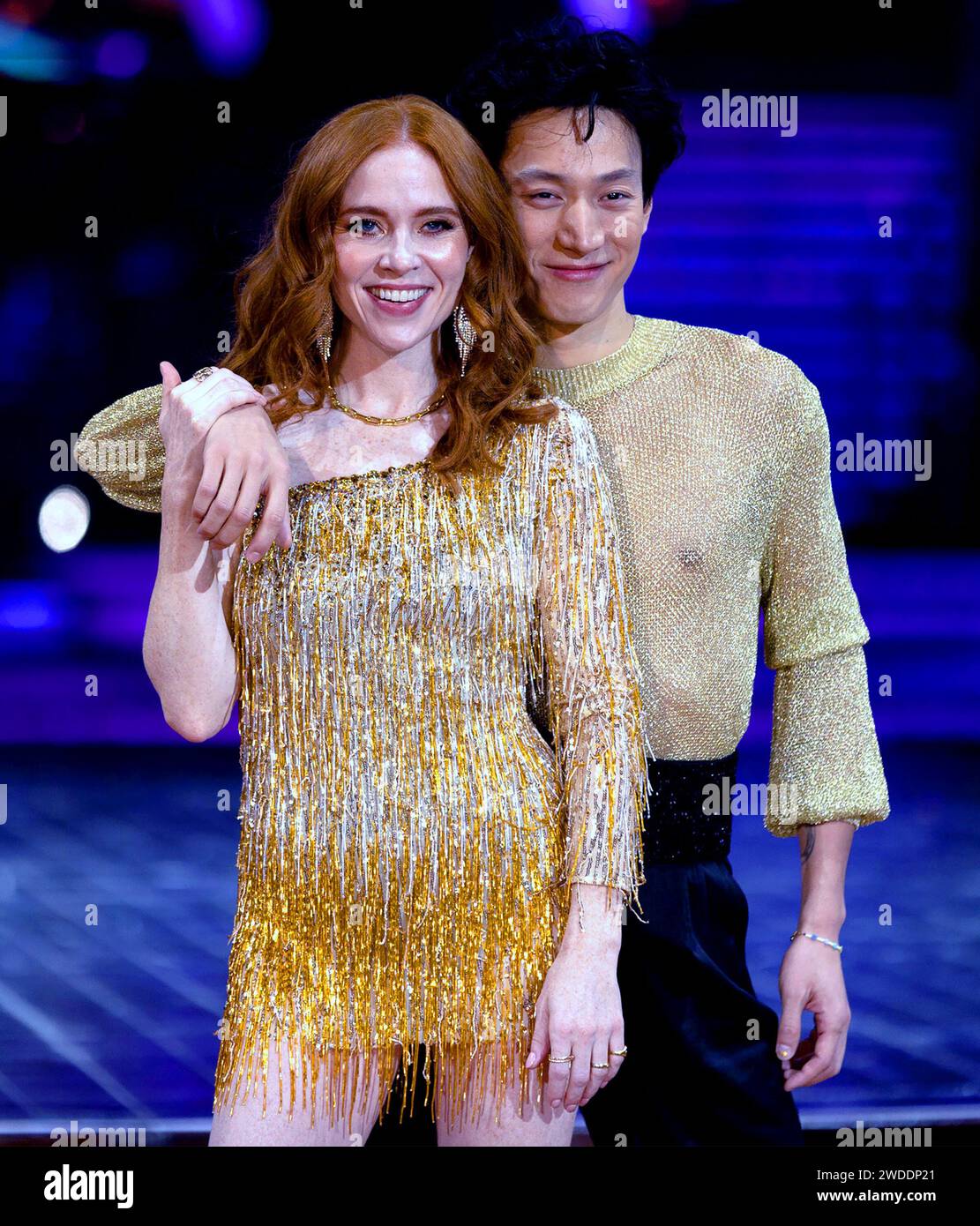 Angela Scanlon and Carlos Gu preforming at the Strictly Come Dancing ...