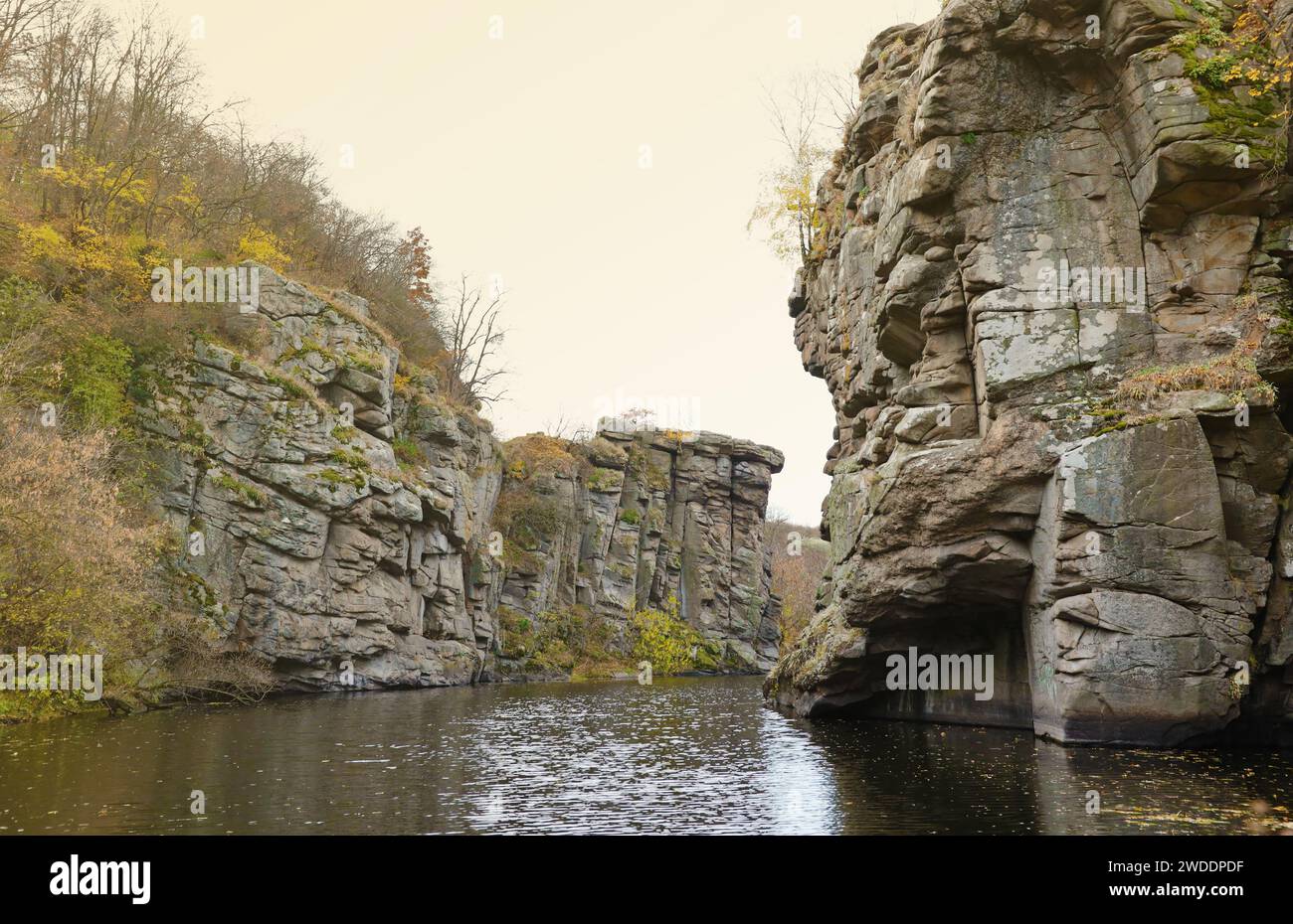 Granite rocks of Bukski Canyon with the Girskyi Tikych River ...