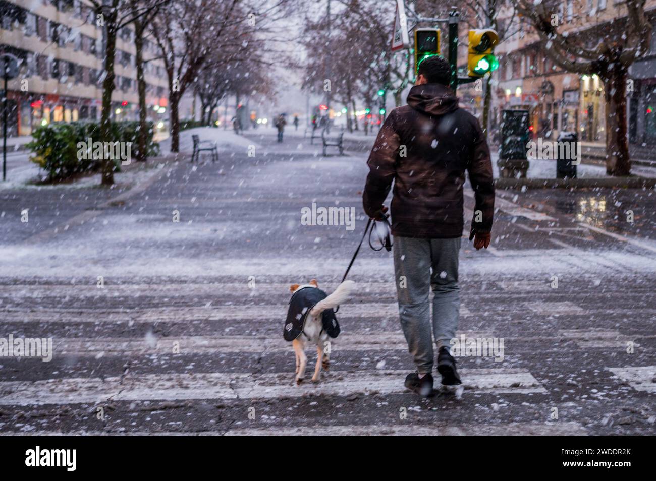 Man walking in snow storm hi-res stock photography and images - Alamy