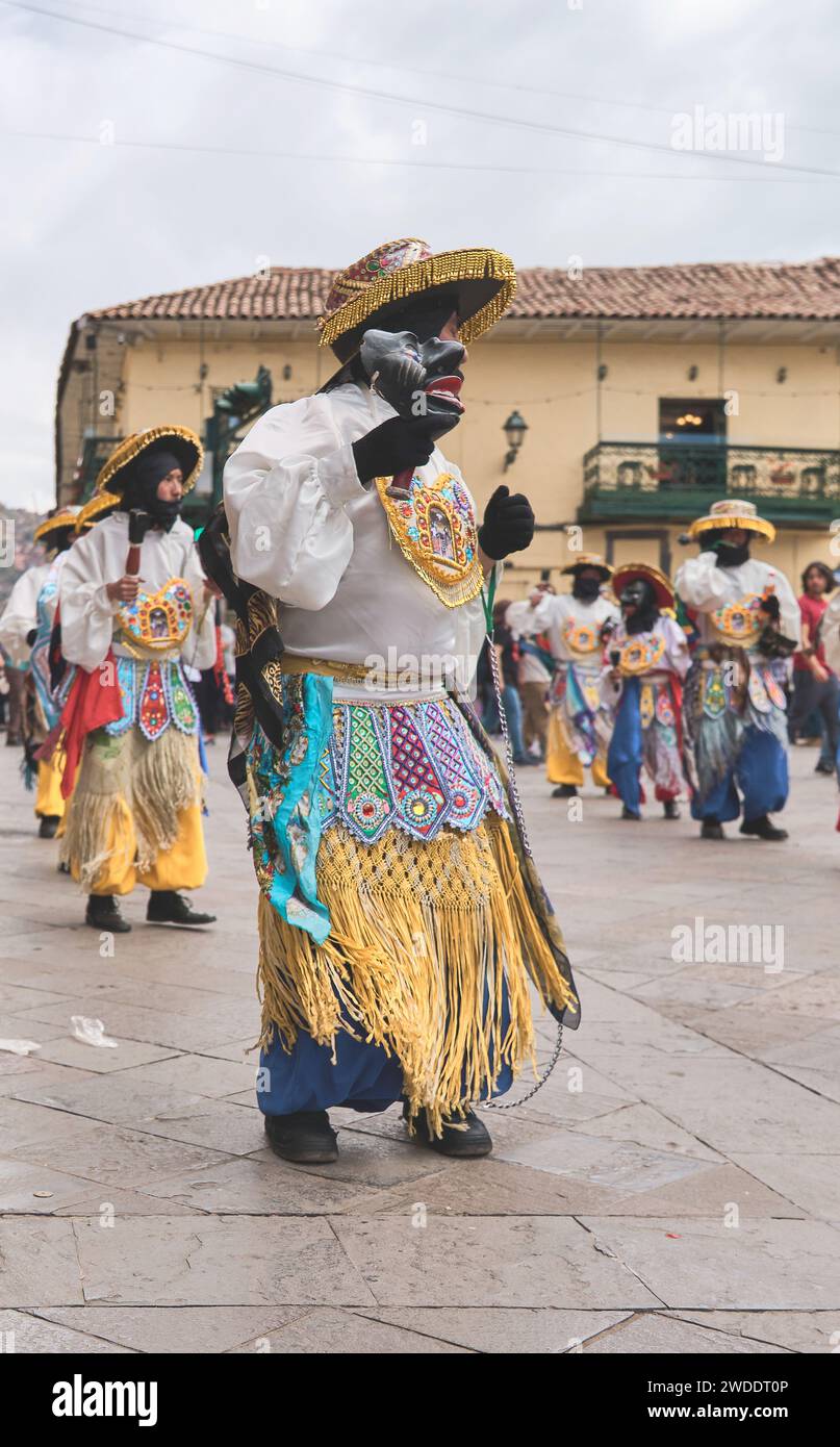 Cusco, Peru. June 25, 2023. parade of typical dances in the cathedral ...