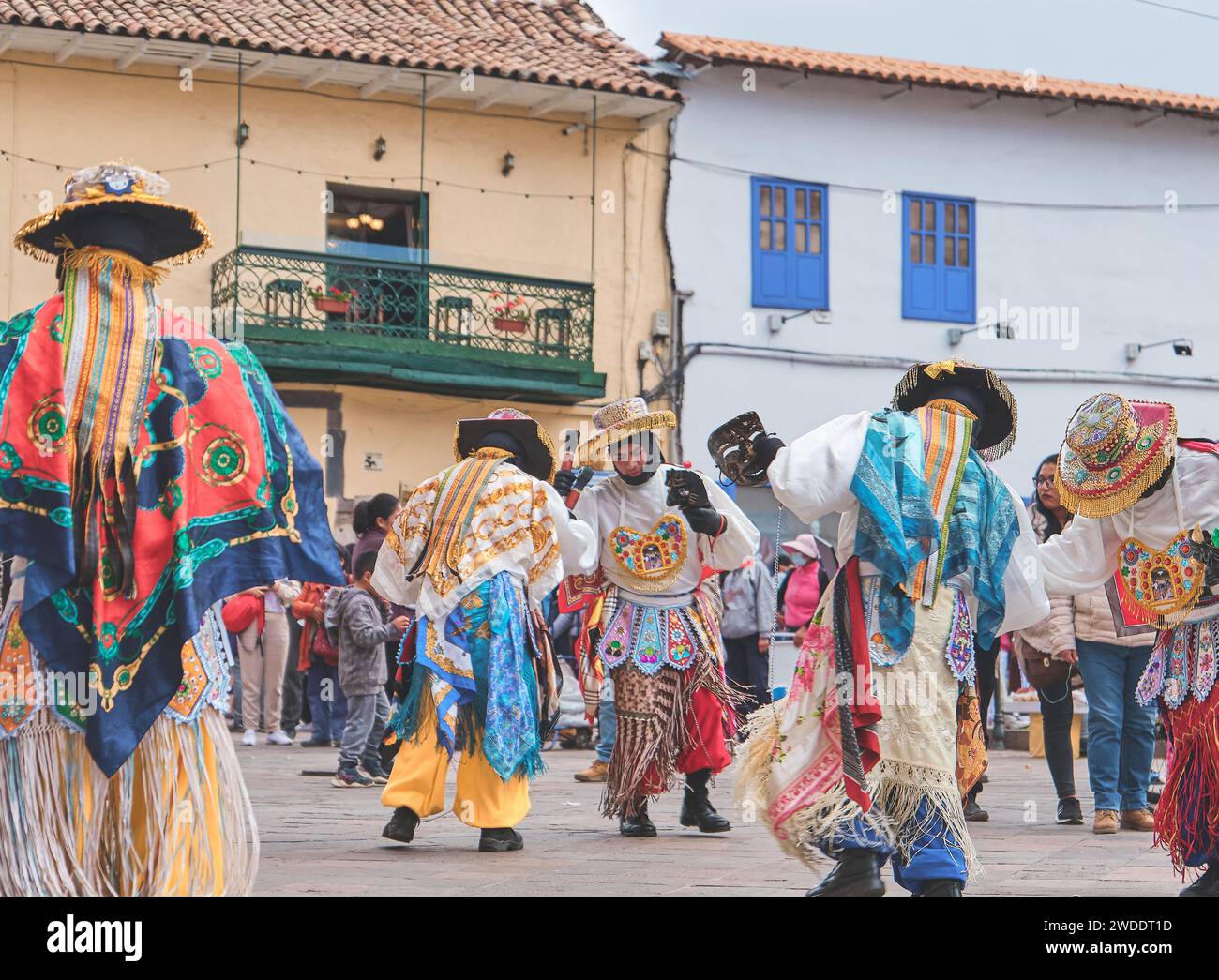 Cusco, Peru. June 25, 2023. parade of typical dances in the cathedral ...