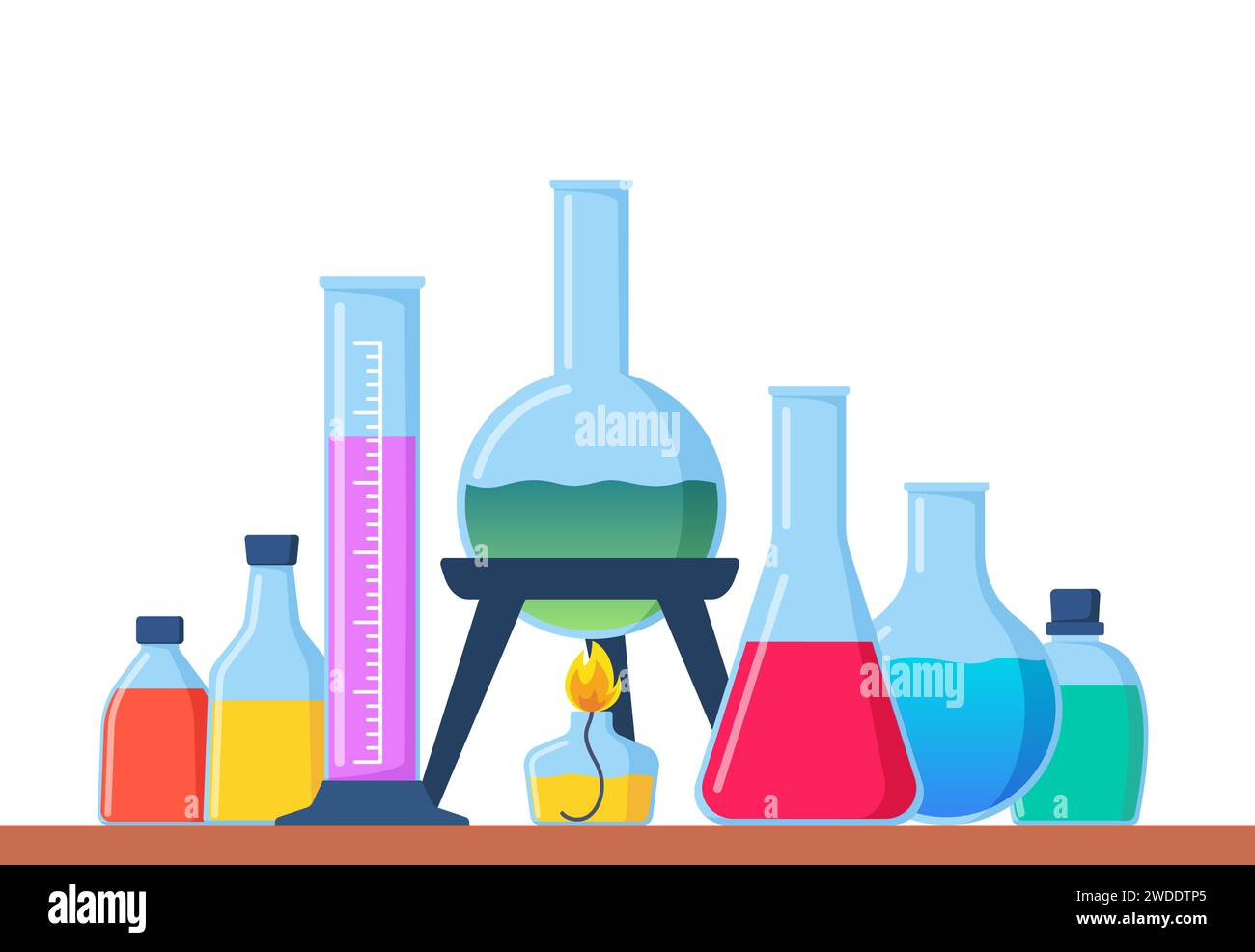 Chemical Laboratory with different glass flasks, vials, test-tubes with ...