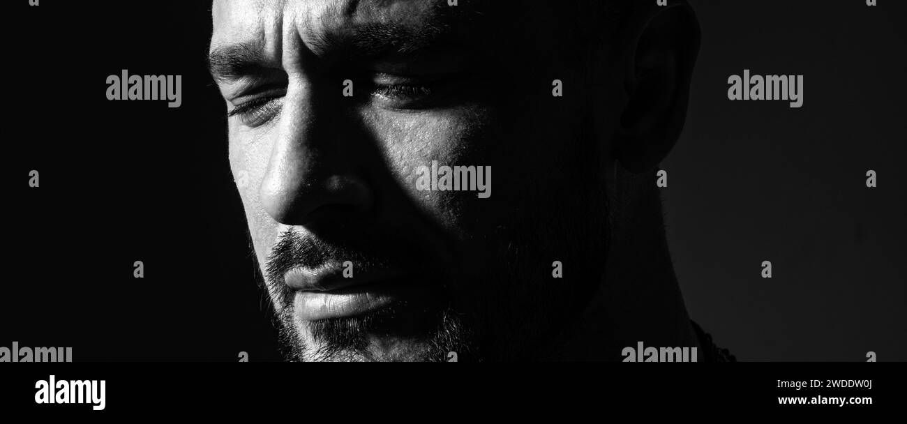 Closeup man crying face. Tears in close eyes of cry guy Stock Photo - Alamy